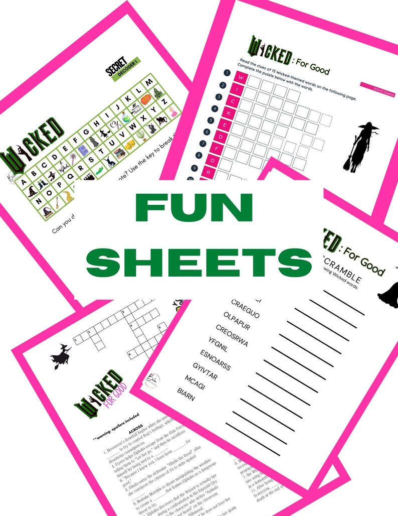 Wicked Movie Activity Bundle: Trivia, Mazes, Puzzles (spoiler Alert) - Etsy