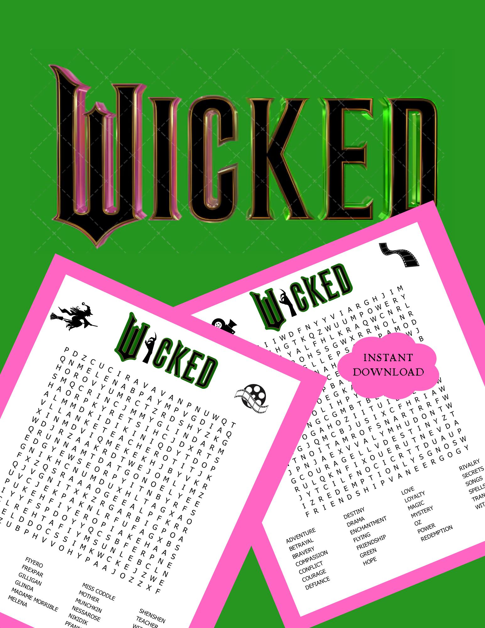 Wicked Themed Word Searches! Free Affirmation Cards Included - Etsy