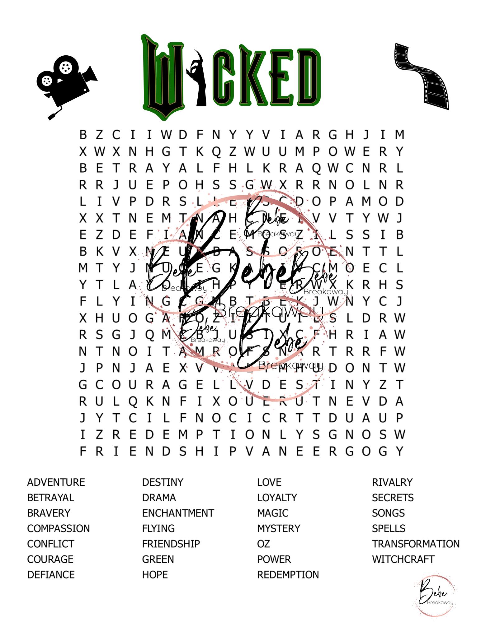 Wicked Themed Word Searches! Free Affirmation Cards Included - Etsy