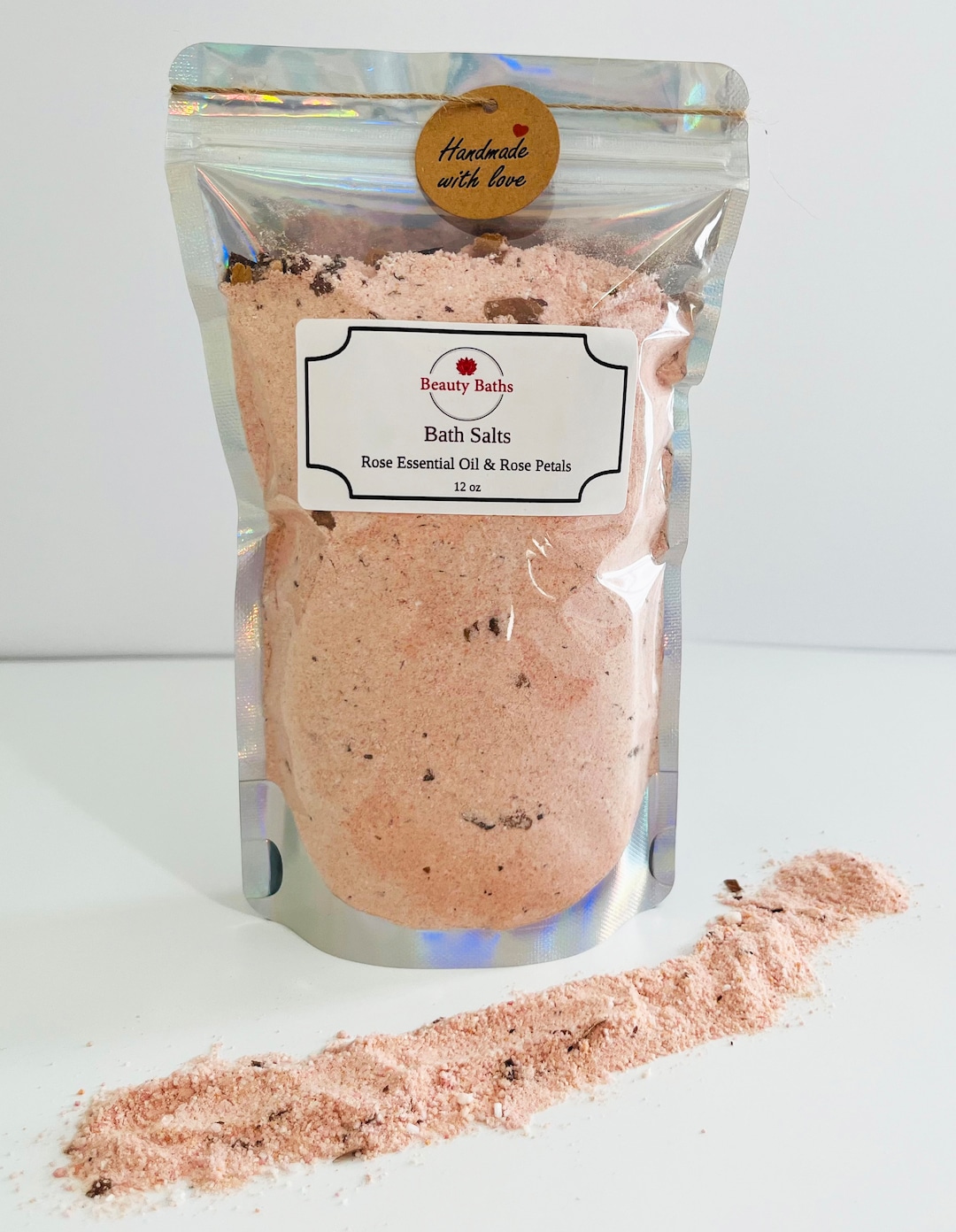Value Size Rose Bath Salts & Dried Rose Petals Epsom Salt Bath Soak ...