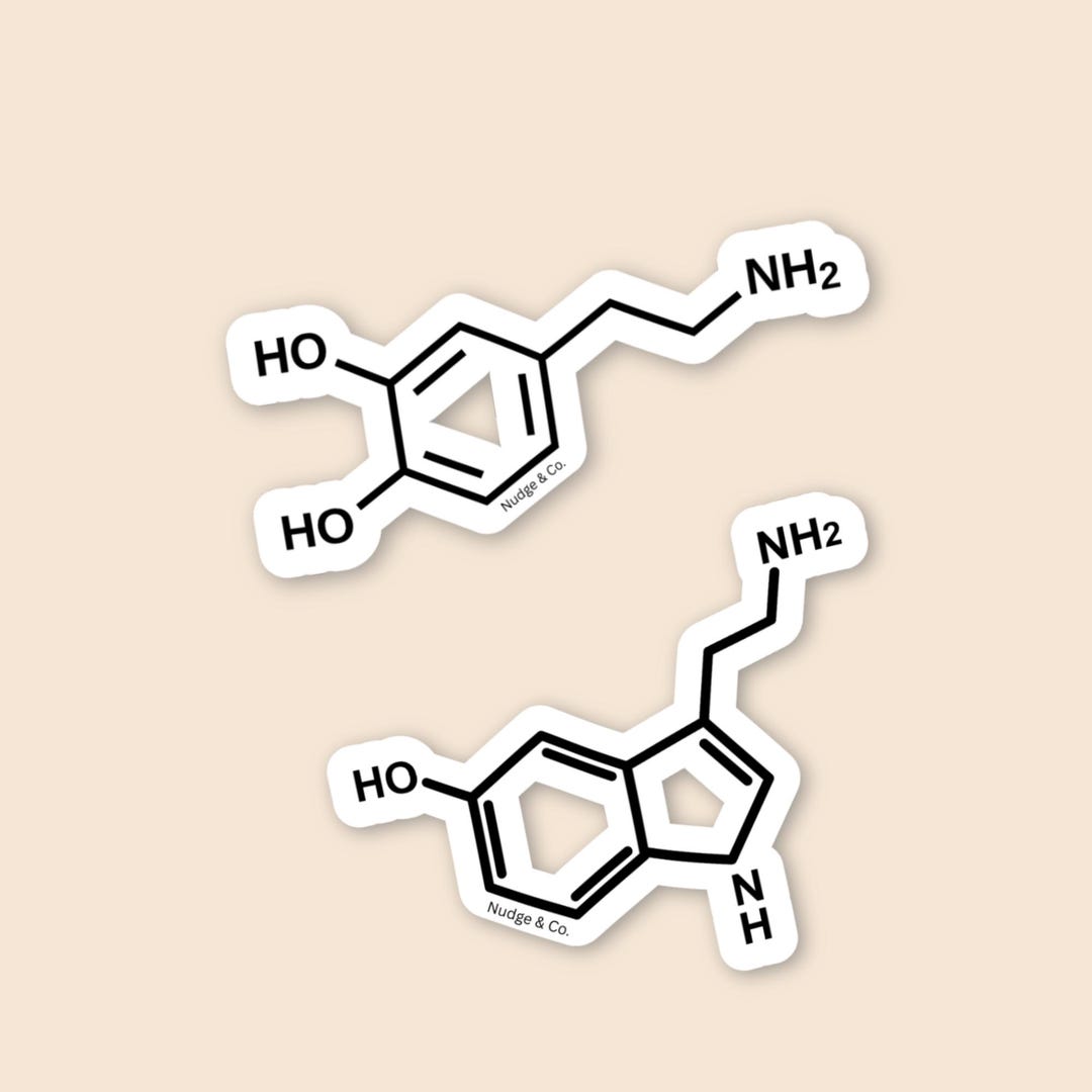 Dopamine + Serotonin Molecule Sticker Set, Vinyl Sticker Pack ...