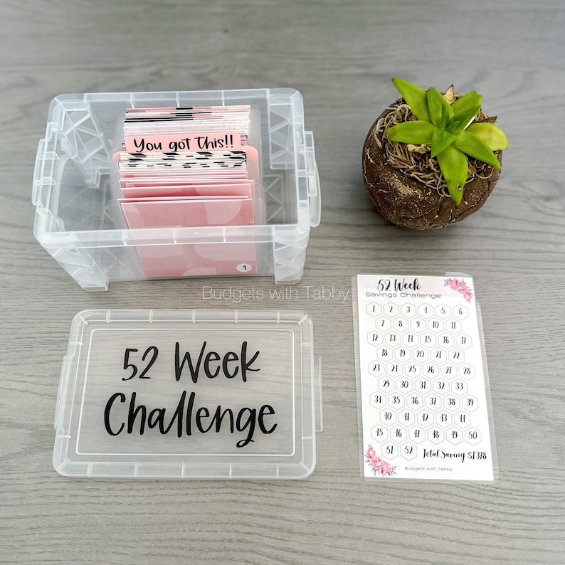 52 Week Envelope Challenge | Savings Box | Girly Patterns - Etsy