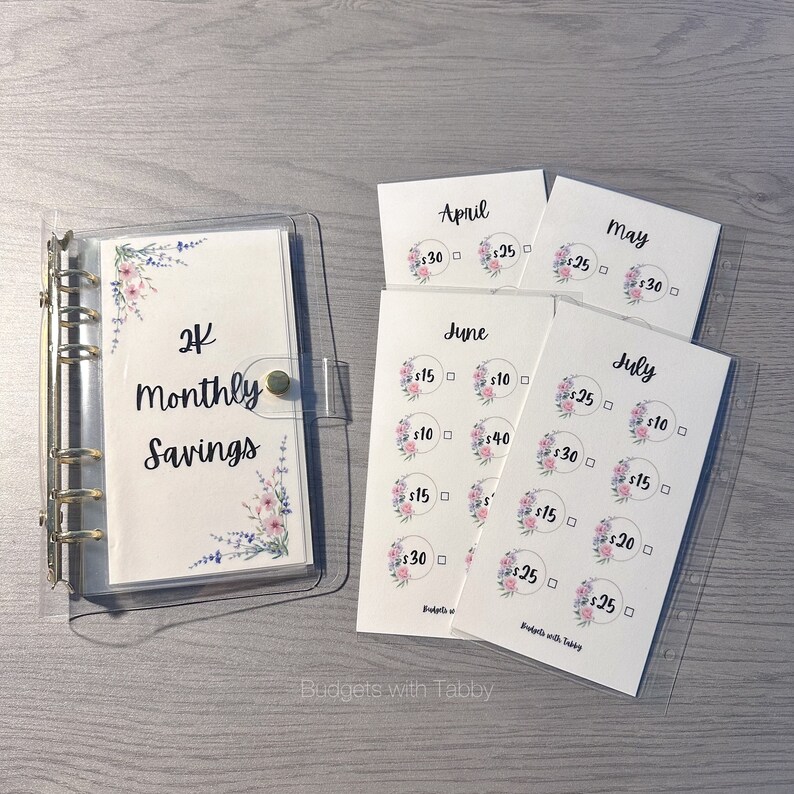 12 Monthly Savings Challenge Binder| Clear/gold A6 Binder | Laminated ...