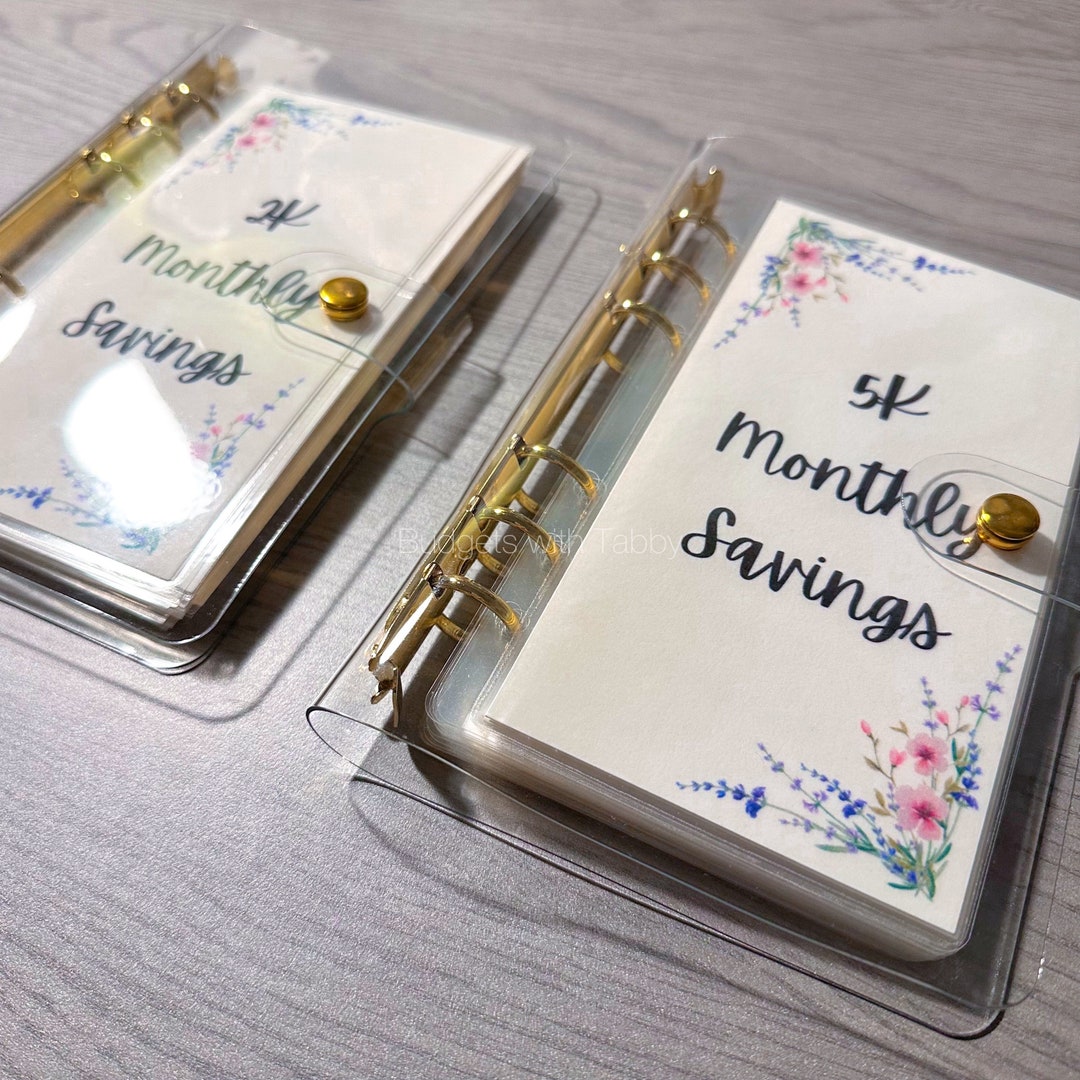 12 Monthly Savings Challenge Binder| Clear/gold A6 Binder | Laminated ...