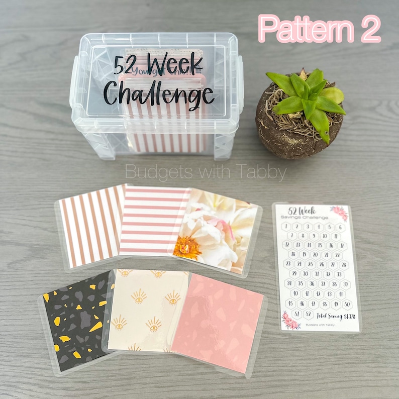 52 Week Envelope Challenge | Savings Box | Girly Patterns - Etsy