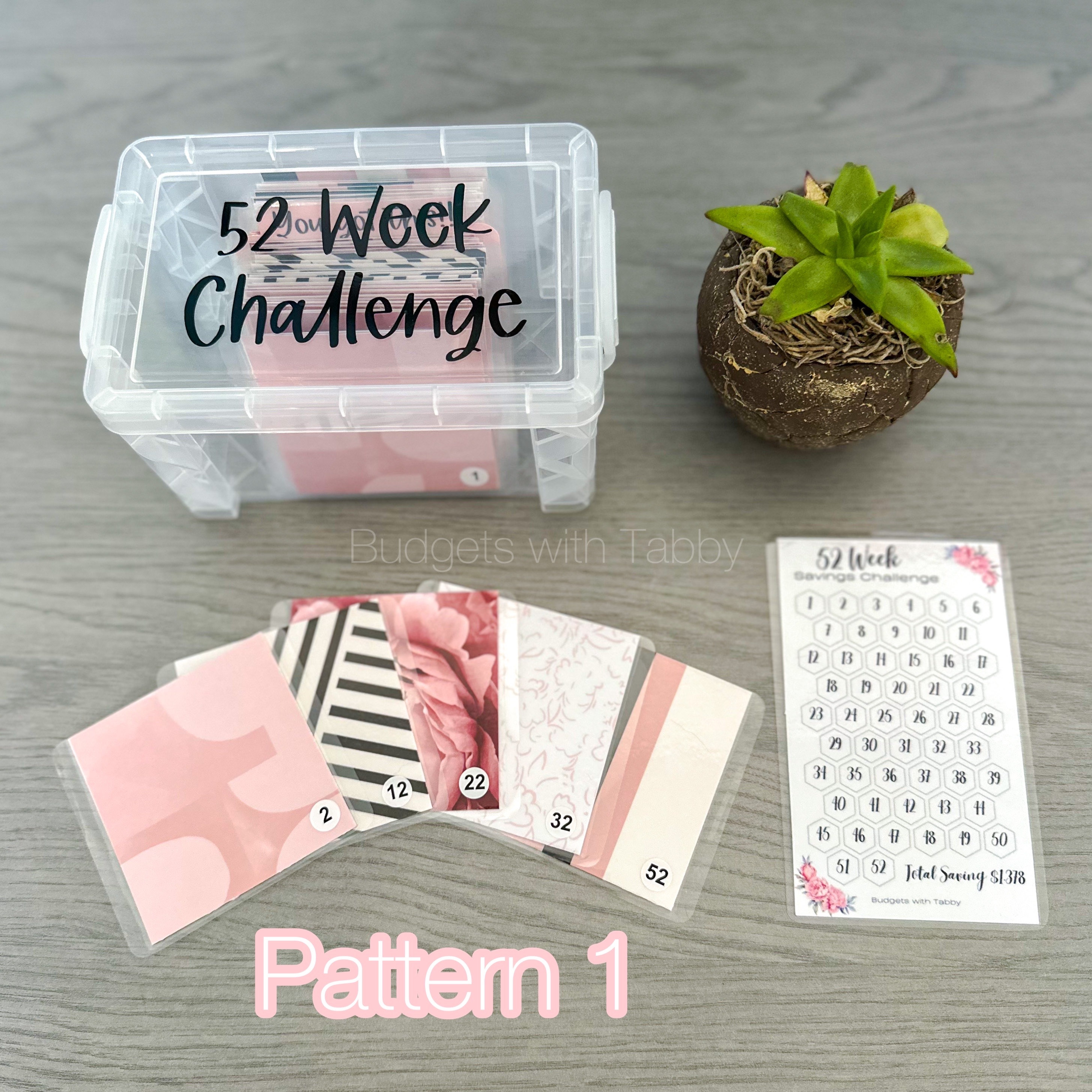 52 Week Envelope Challenge | Savings Box | Girly Patterns - Etsy