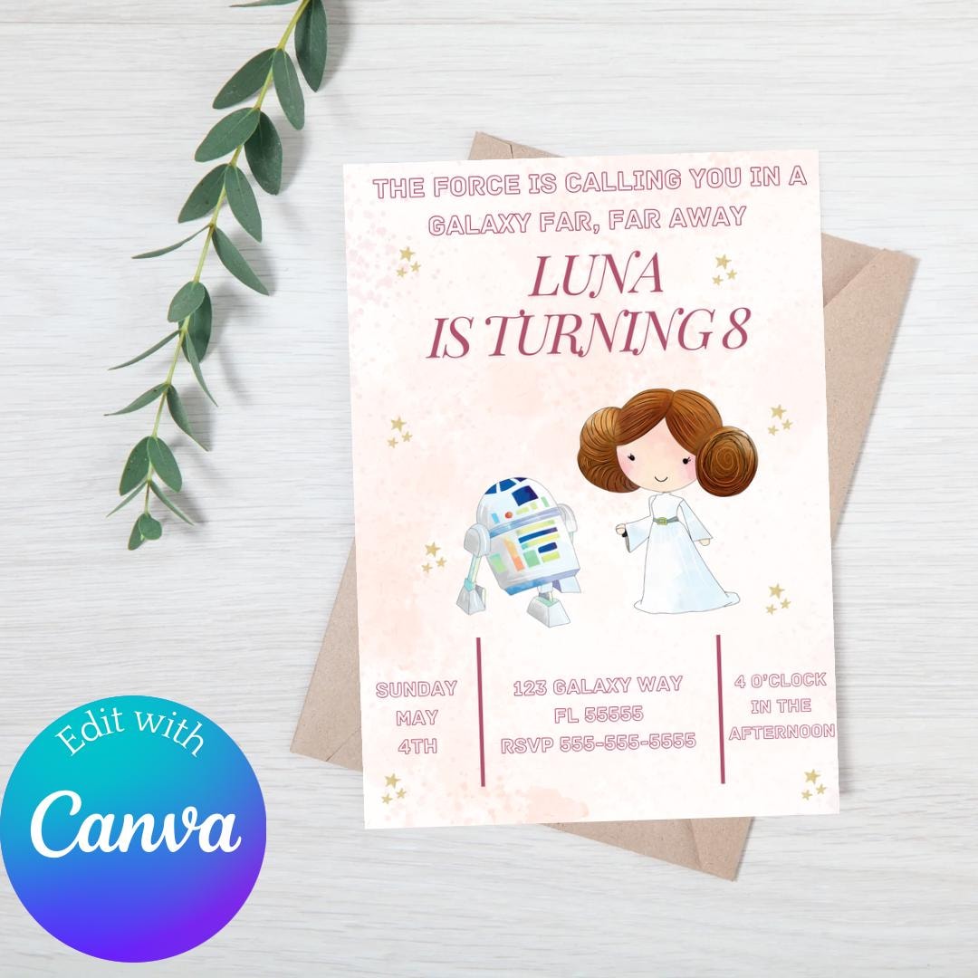 Star Friends Birthday Invitation: Princess, Star Invite, Wars Invite ...