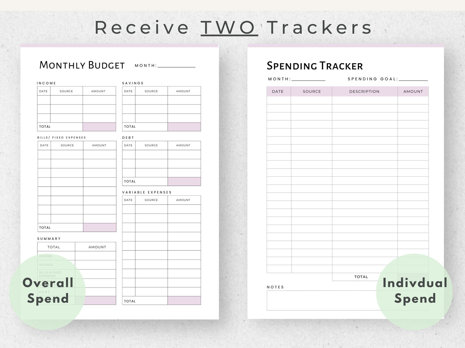 Printable Monthly Budget Tracker | Financial Planner| Spend Template ...
