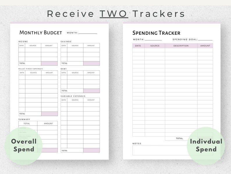 Printable Monthly Budget Tracker | Financial Planner| Spend Template ...