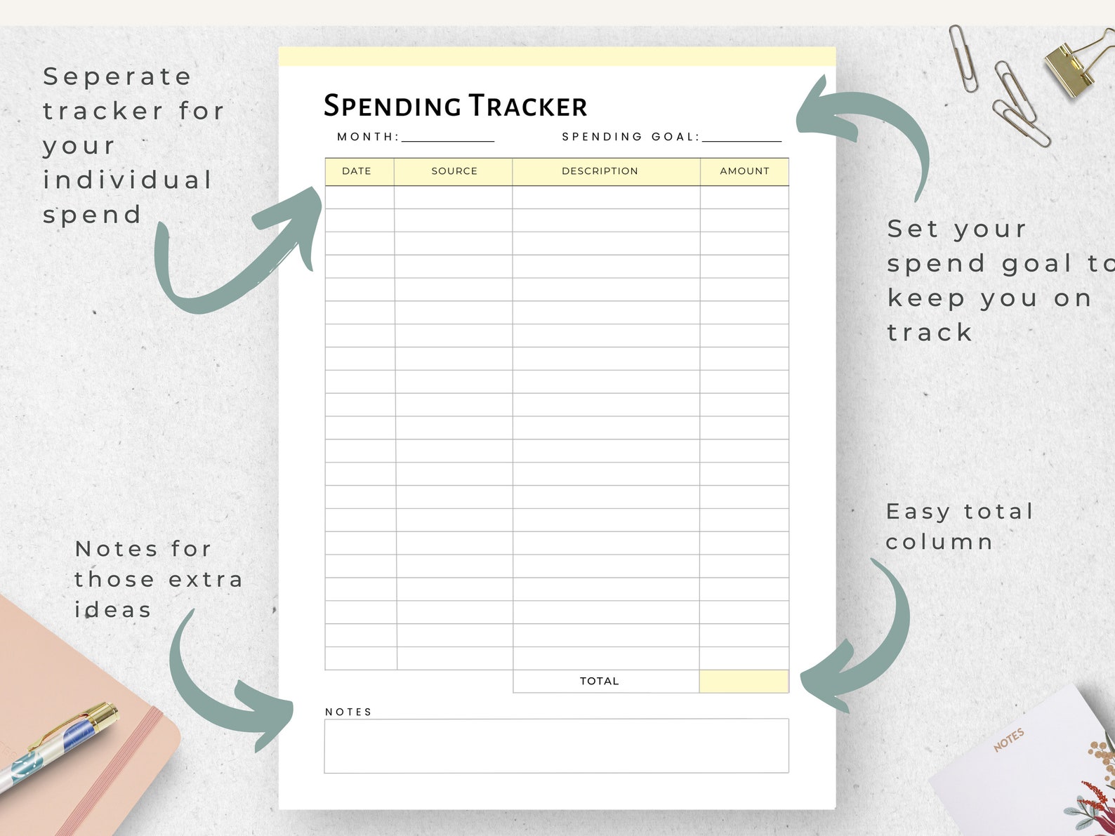 Printable Monthly Budget Tracker | Financial Planner| Spend Template ...