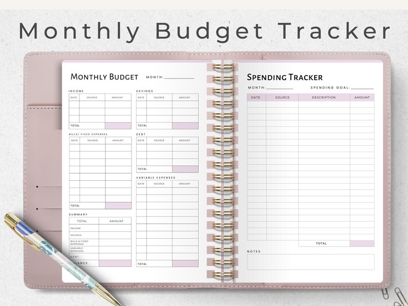 Printable Monthly Budget Tracker | Financial Planner| Spend Template ...