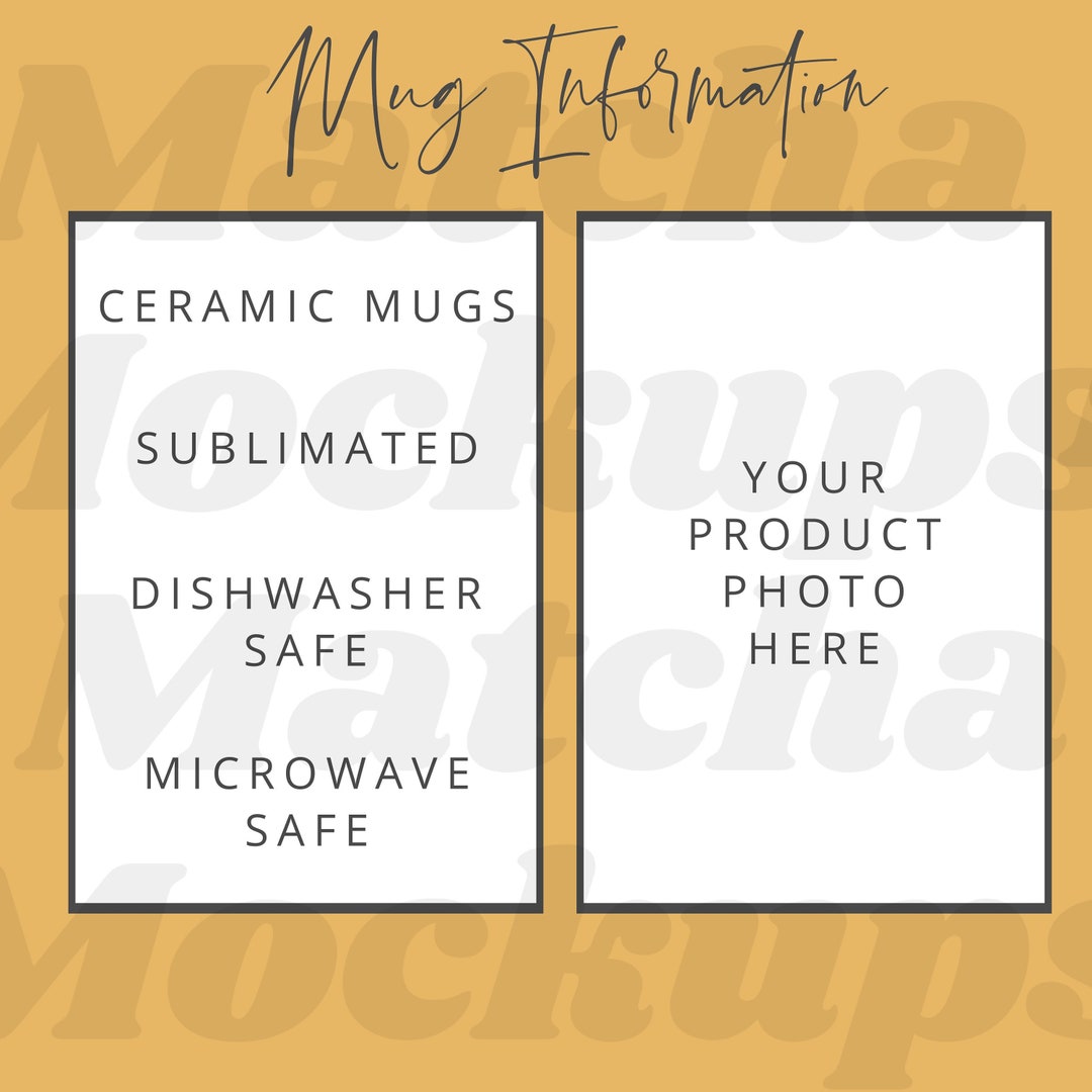 Mug Information Mockup, 11oz Mug Information Mockup, 15oz Mug ...