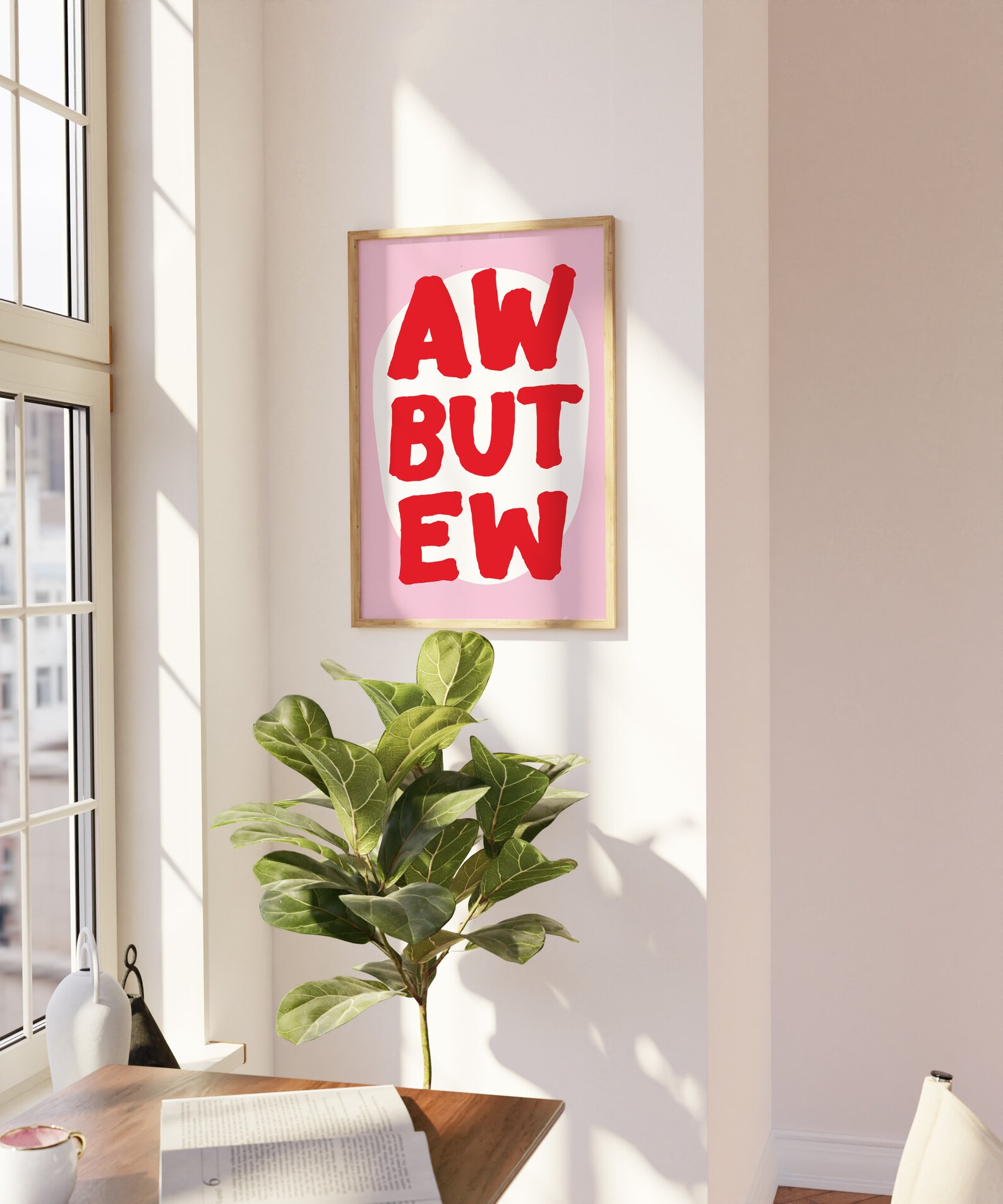 Aw but Ew Maximalist Poster, Red and Pink Wall Art Print, Girly Preppy ...