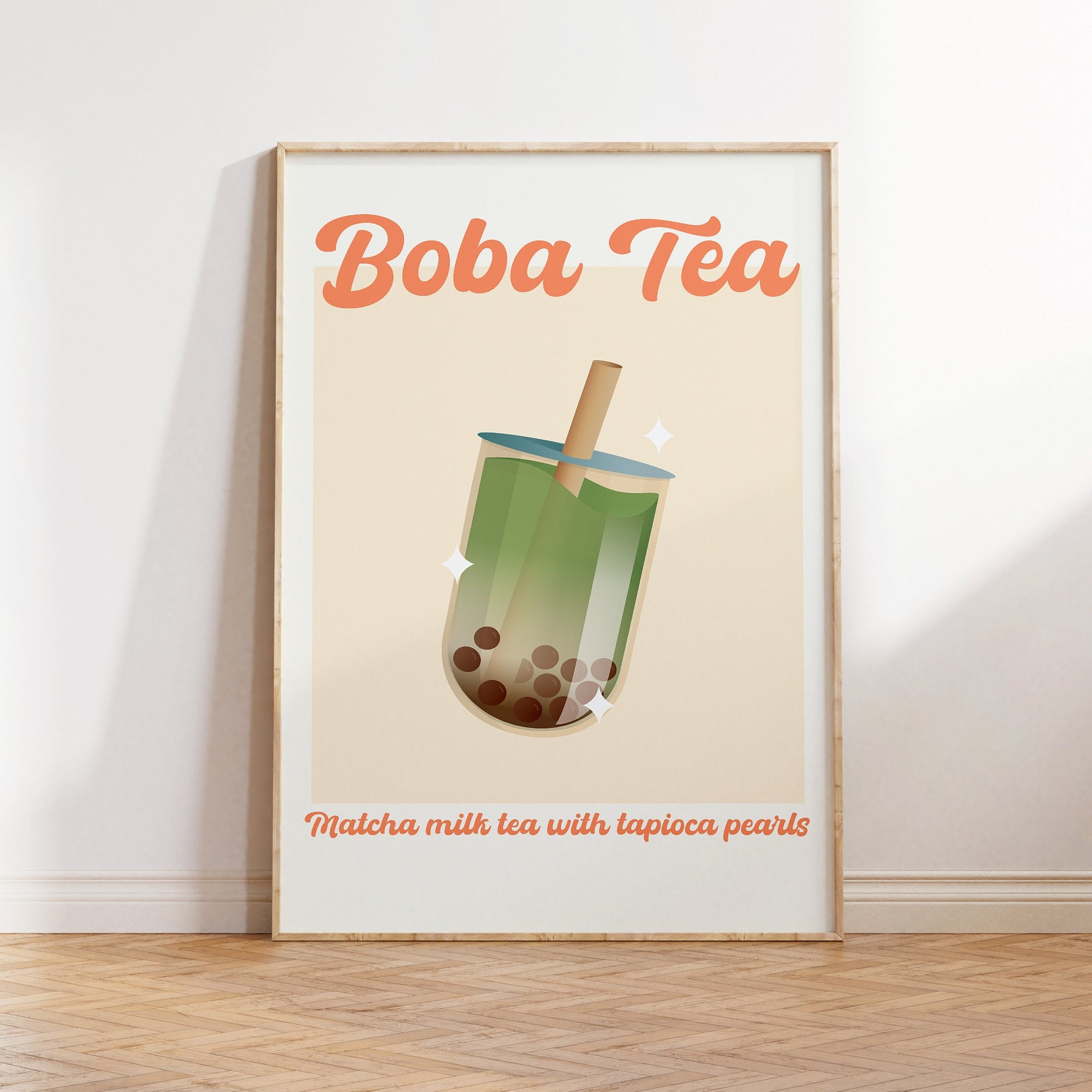 Boba Tea Print, Bubble Tea Print, Matcha Milk Tea, Digital Prints, Wall ...