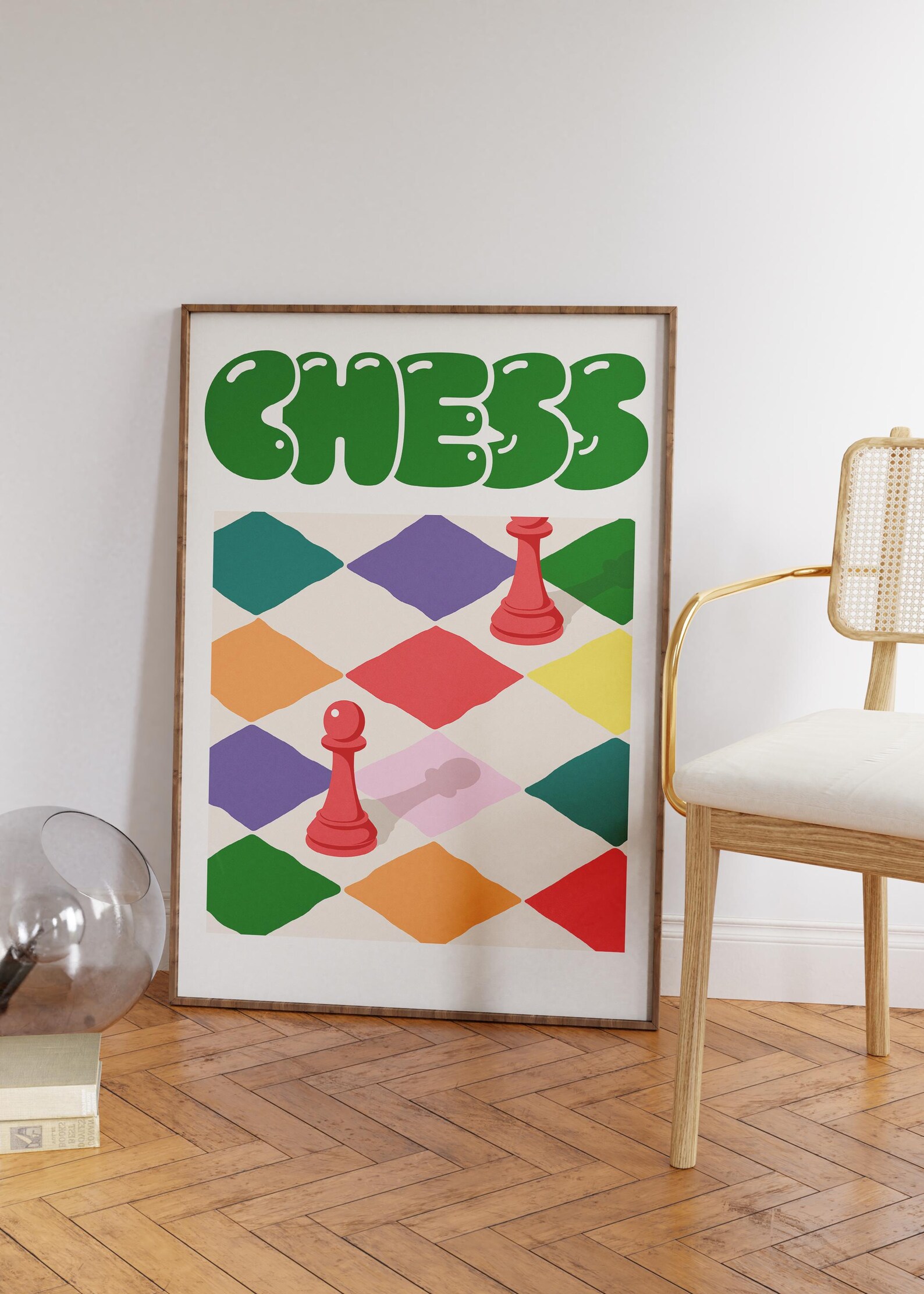 Retro Chess Print, Funky Home Decor, Aesthetic Decor, Aesthetic Room ...