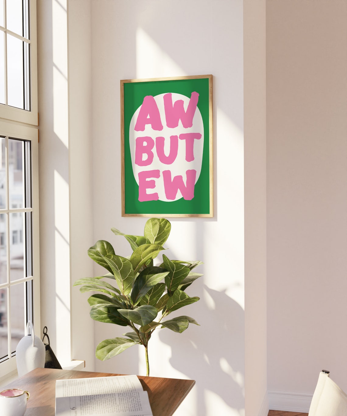 Aw but Ew Maximalist Poster, Pink Green Wall Art Print, Girly Preppy ...