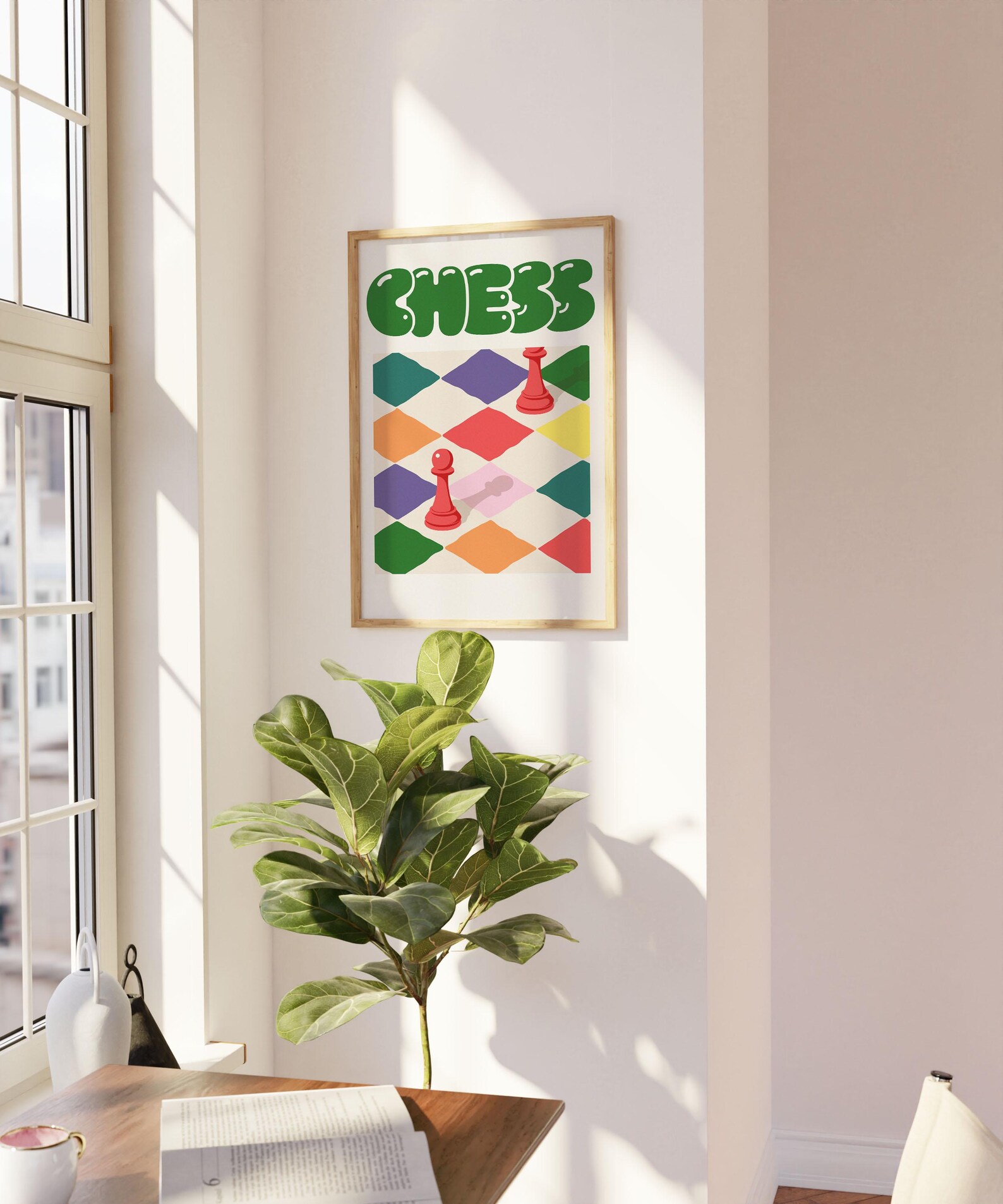 Retro Chess Print, Funky Home Decor, Aesthetic Decor, Aesthetic Room ...