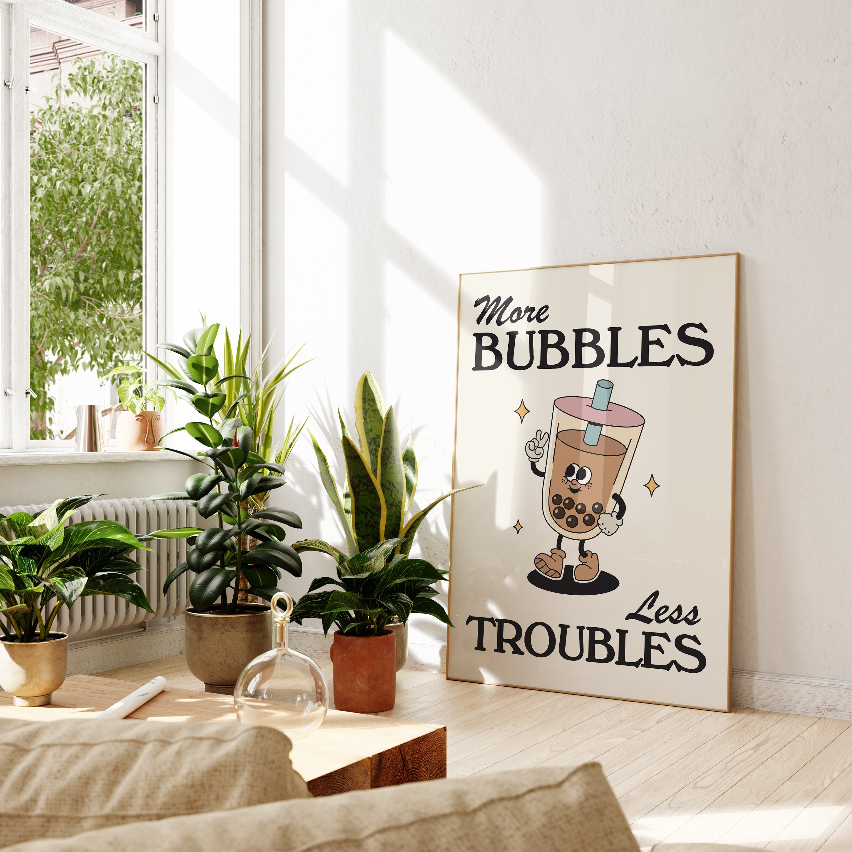 Retro Boba Tea Print, Retro Trendy Aesthetic Print, Aesthetic Room ...