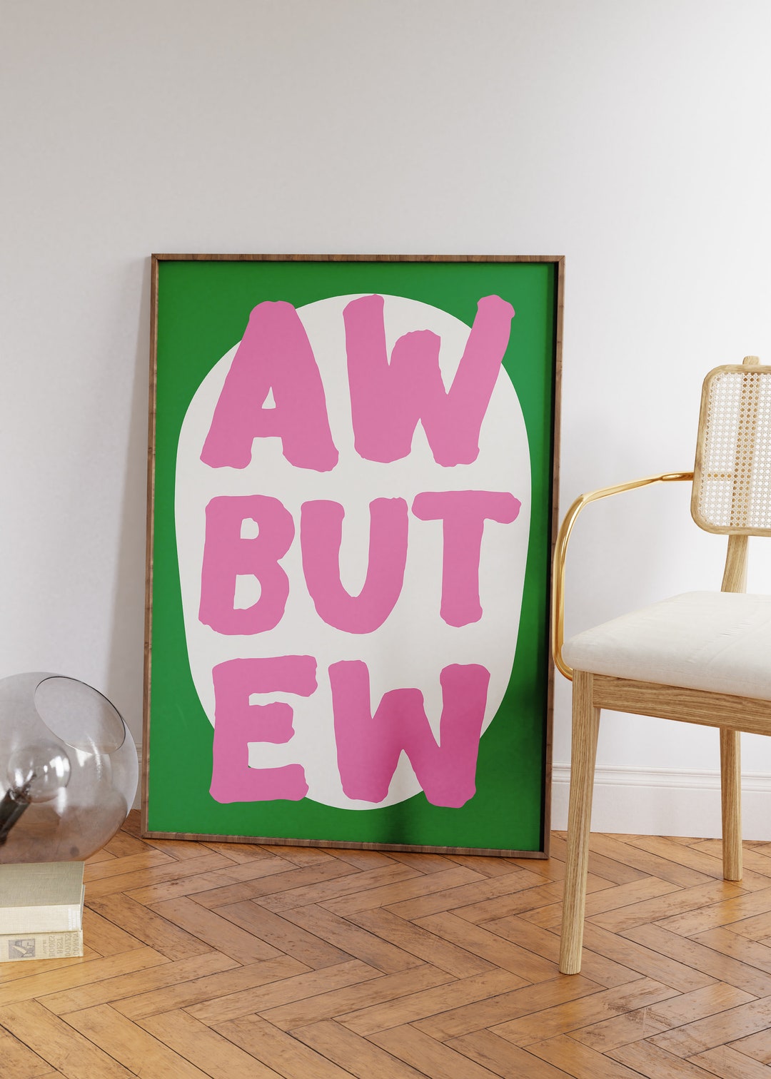 Aw but Ew Maximalist Poster, Pink Green Wall Art Print, Girly Preppy ...