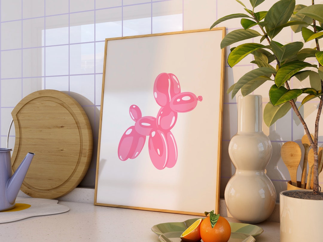 Pink Balloon Dog Print, Funky Room Decor (digital Download - Etsy