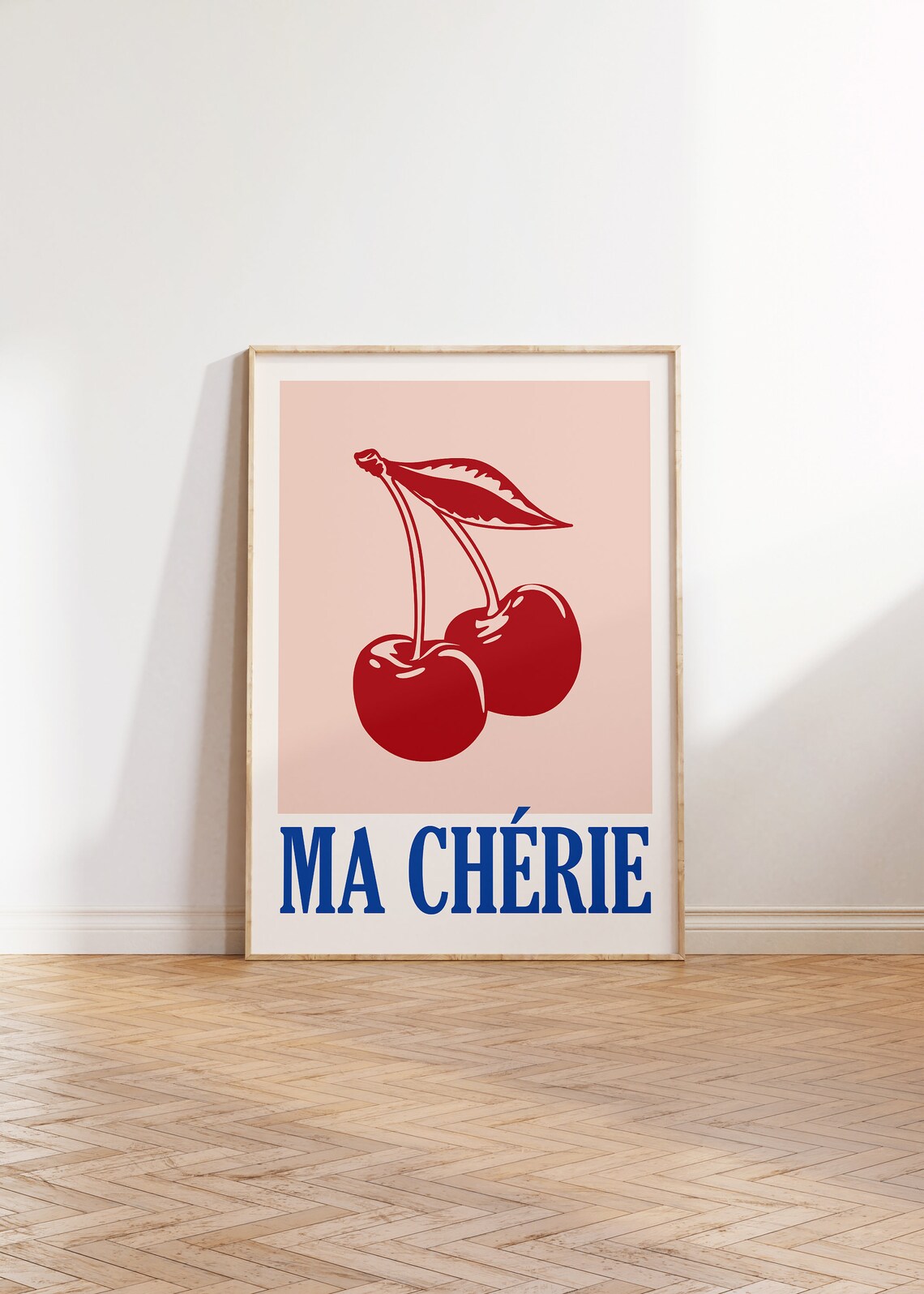 Cherry Retro Wall Art, Ma Chérie French Poster, Cherry Wall Art ...