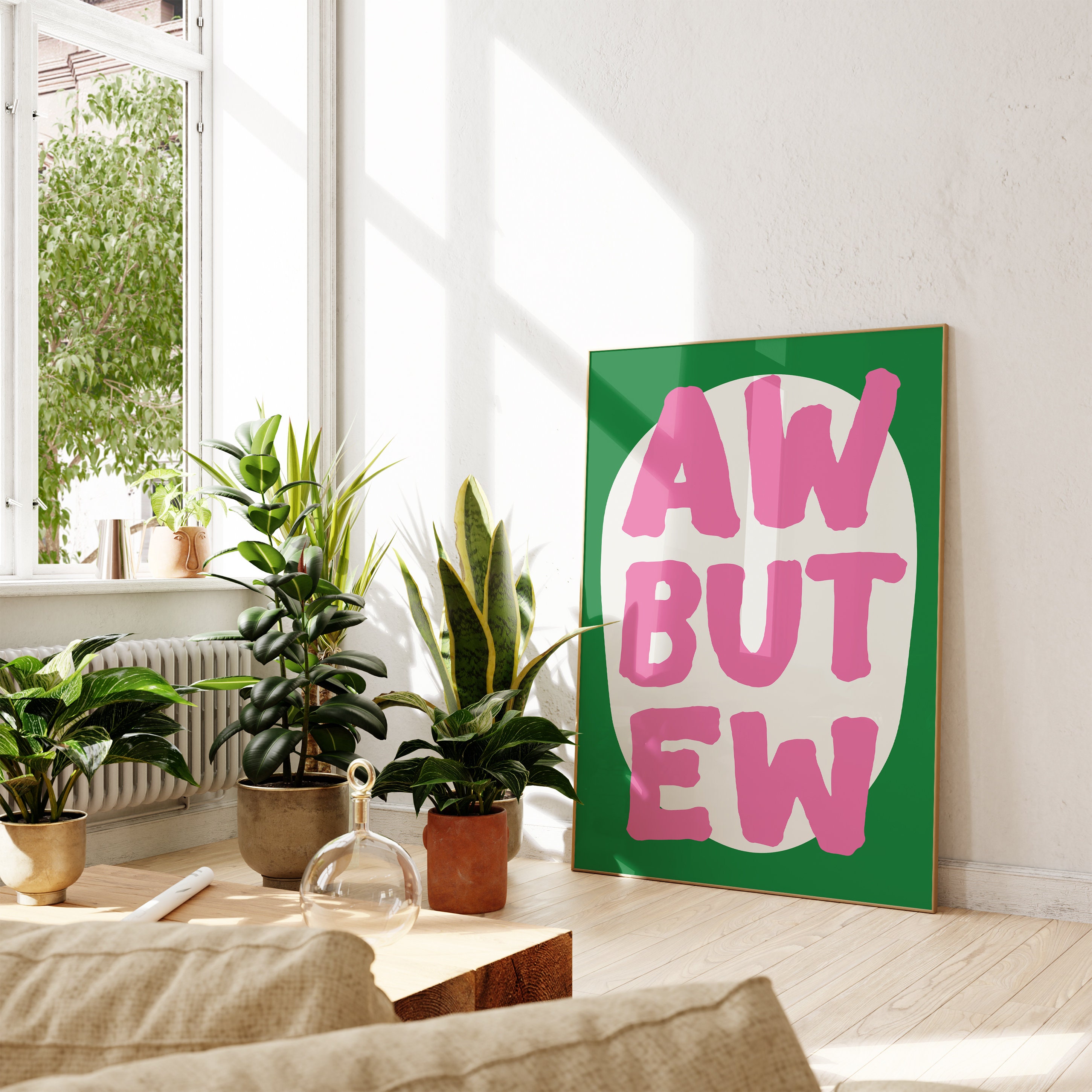 Aw but Ew Maximalist Poster, Pink Green Wall Art Print, Girly Preppy ...