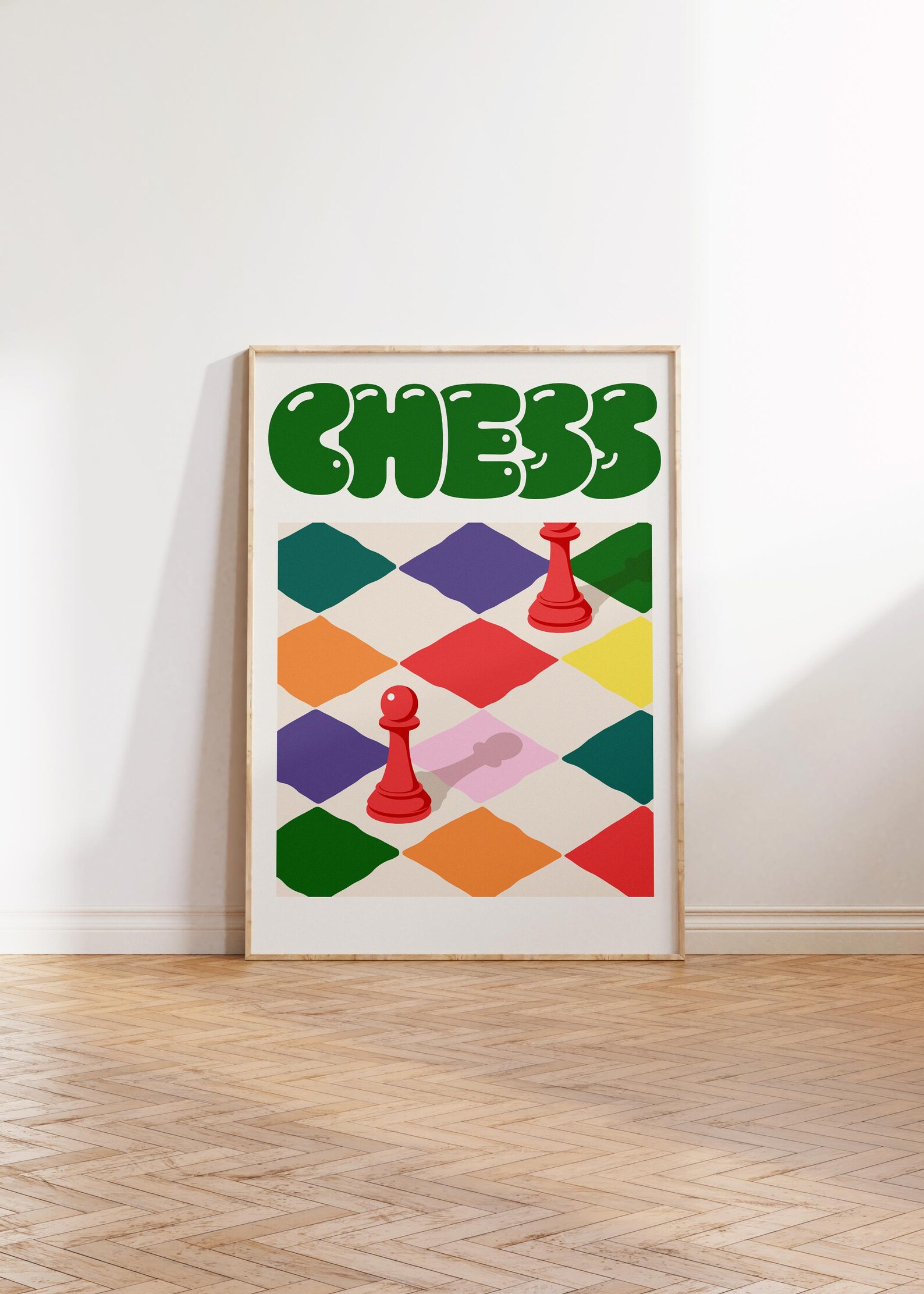 Retro Chess Print, Funky Home Decor, Aesthetic Decor, Aesthetic Room ...