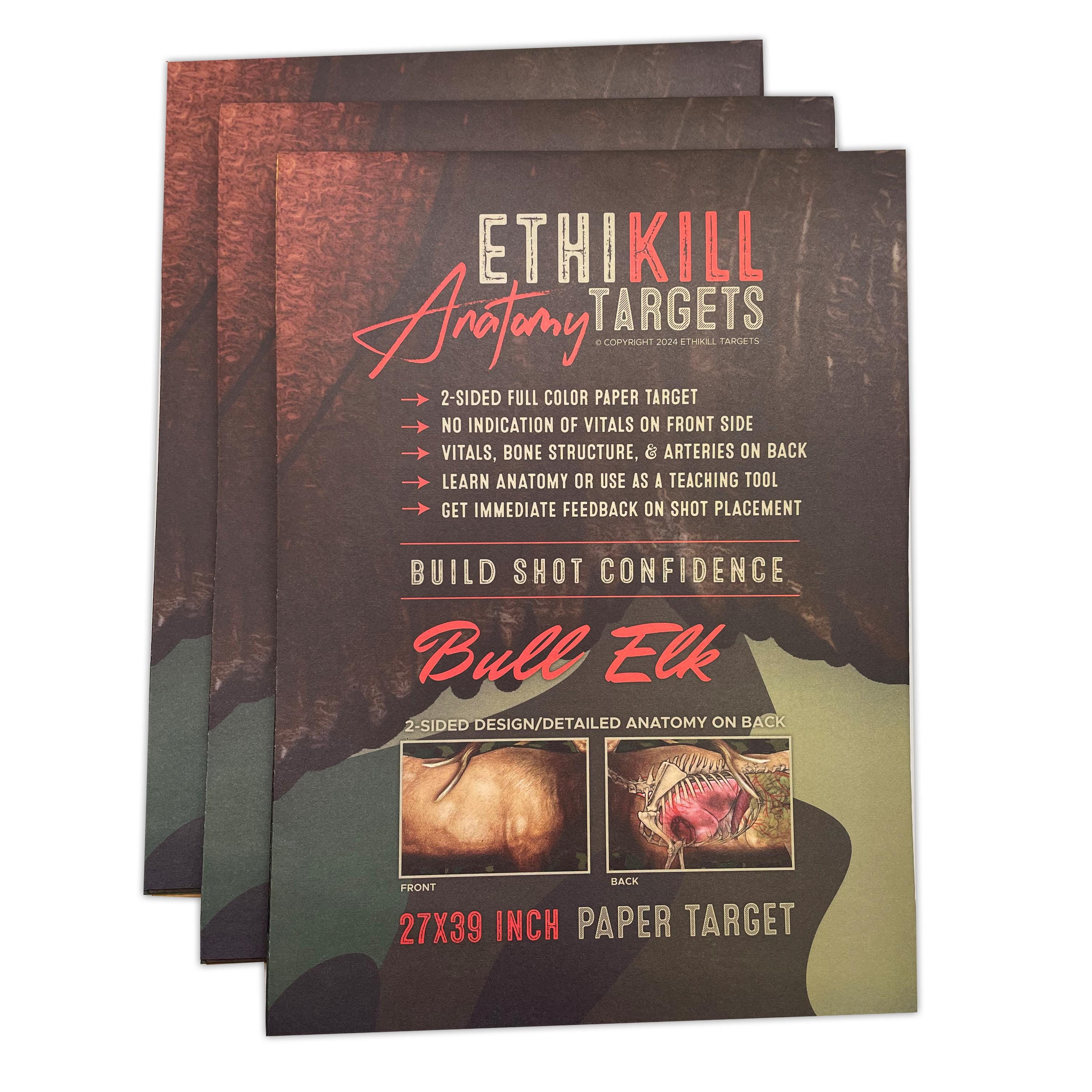 3 Pack of 2 Sided Paper Elk Targets - 27x39 Inches | Realistic ...