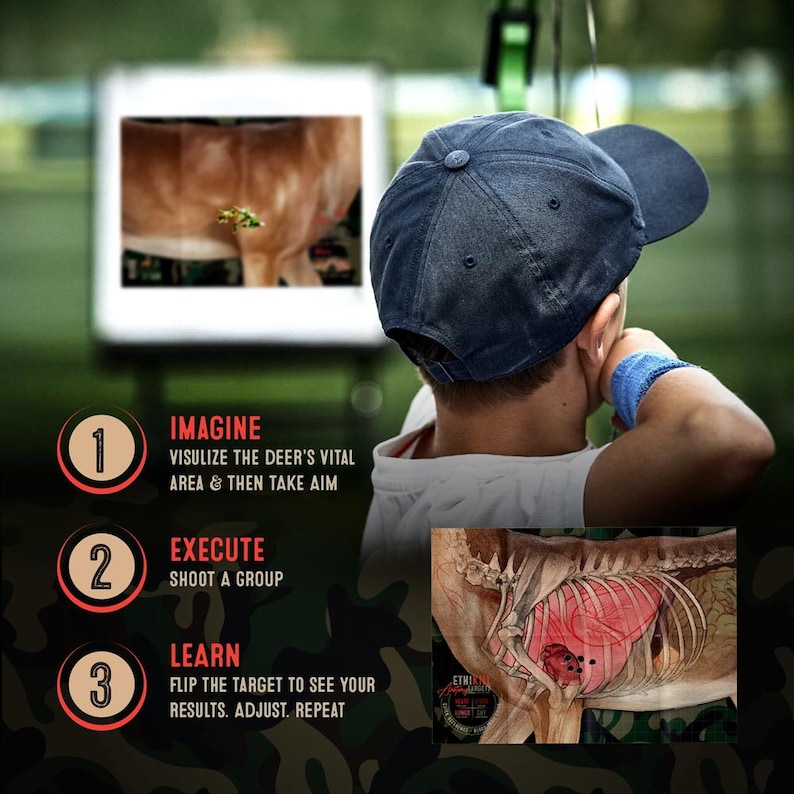 5 Pack of 2 Sided Deer Targets - 18x26 Inches - Realistic Educational ...