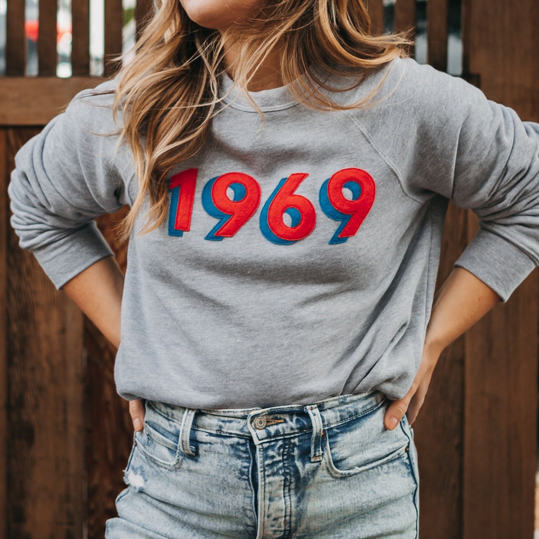Custom Year Sweatshirt | Personalized Birthday Gift | Wool Felt Number ...