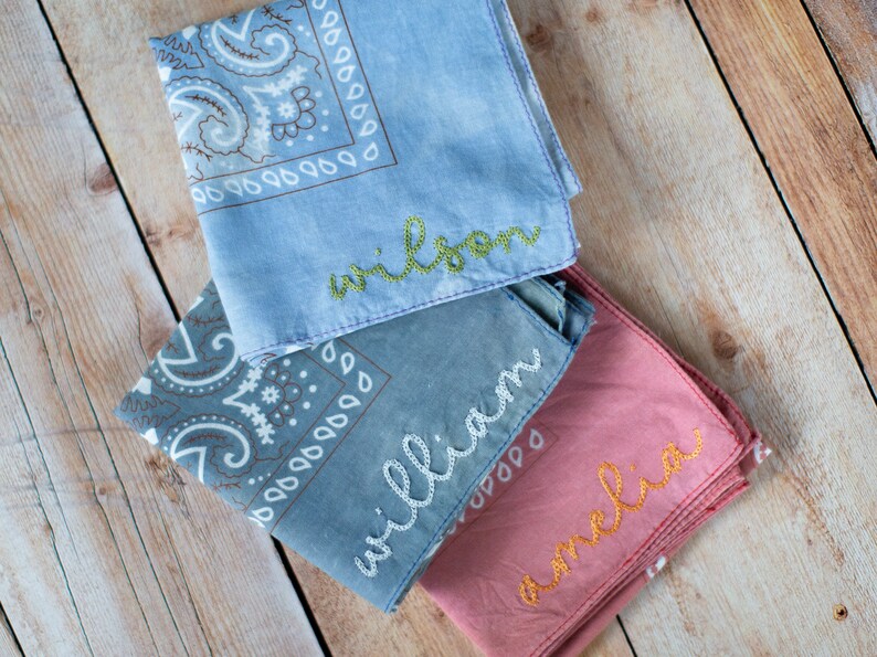 Custom Bandana Embroidered Chainstitch Bandana Bridesmaid Gift Bandana ...