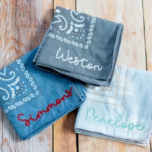 Custom Bandana Embroidered Chainstitch Bandana Bridesmaid Gift Bandana ...