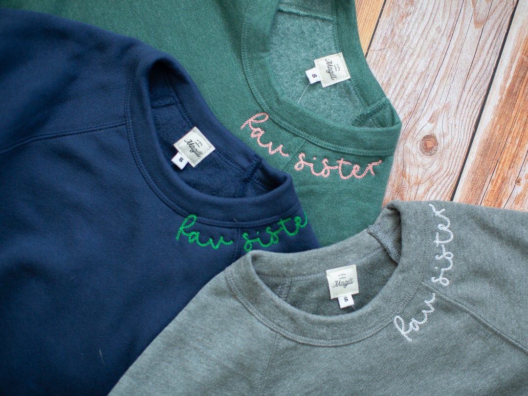 Custom Embroidered Sweatshirt Embroidered Sweatshirt Cursive Neck ...