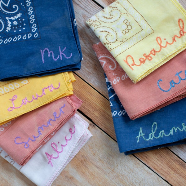 Embroidered Bandana - Etsy