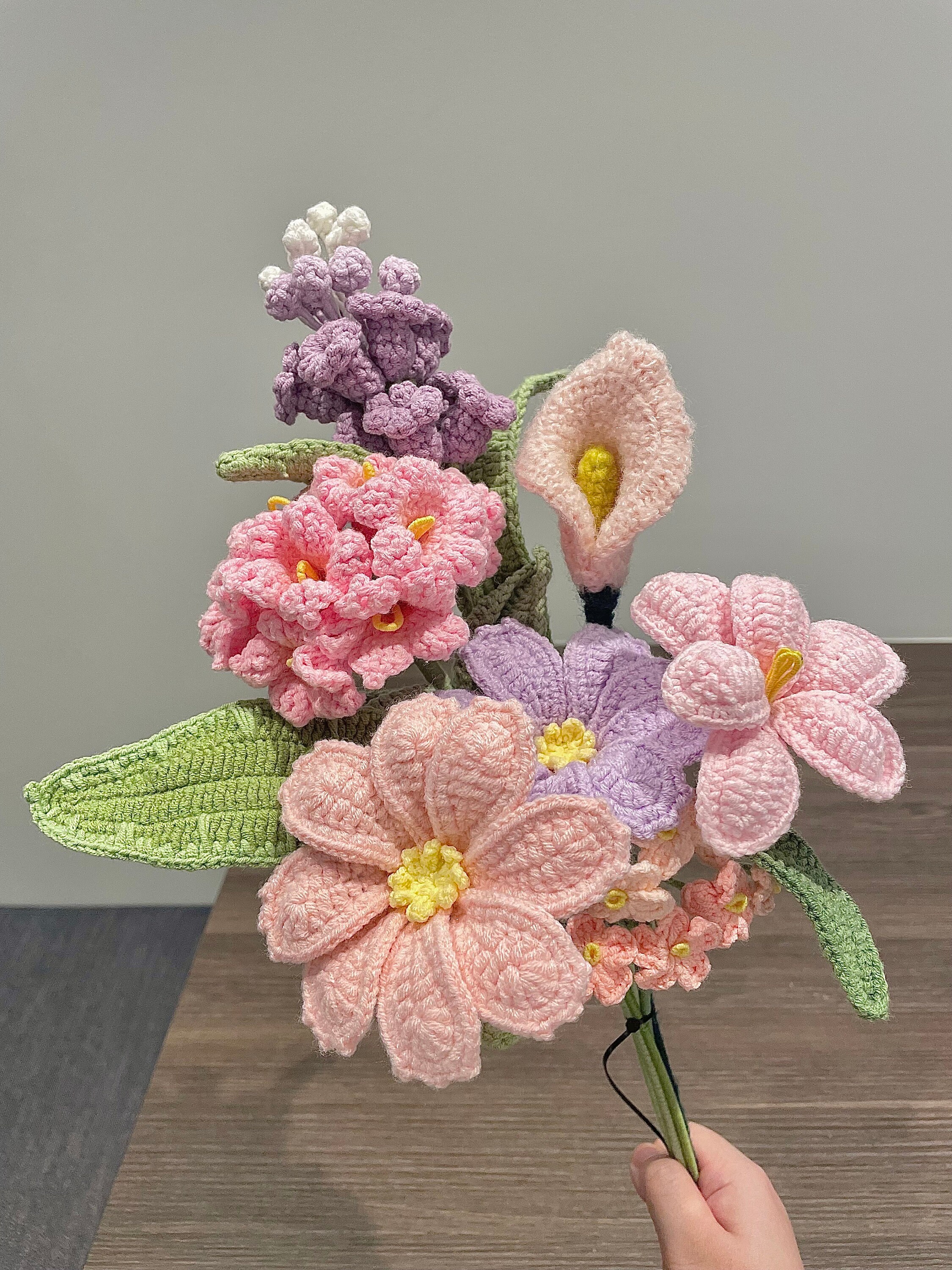 Personalised Crochet Mixed Bouquet,handmade Knitted Flower Bouquet ...