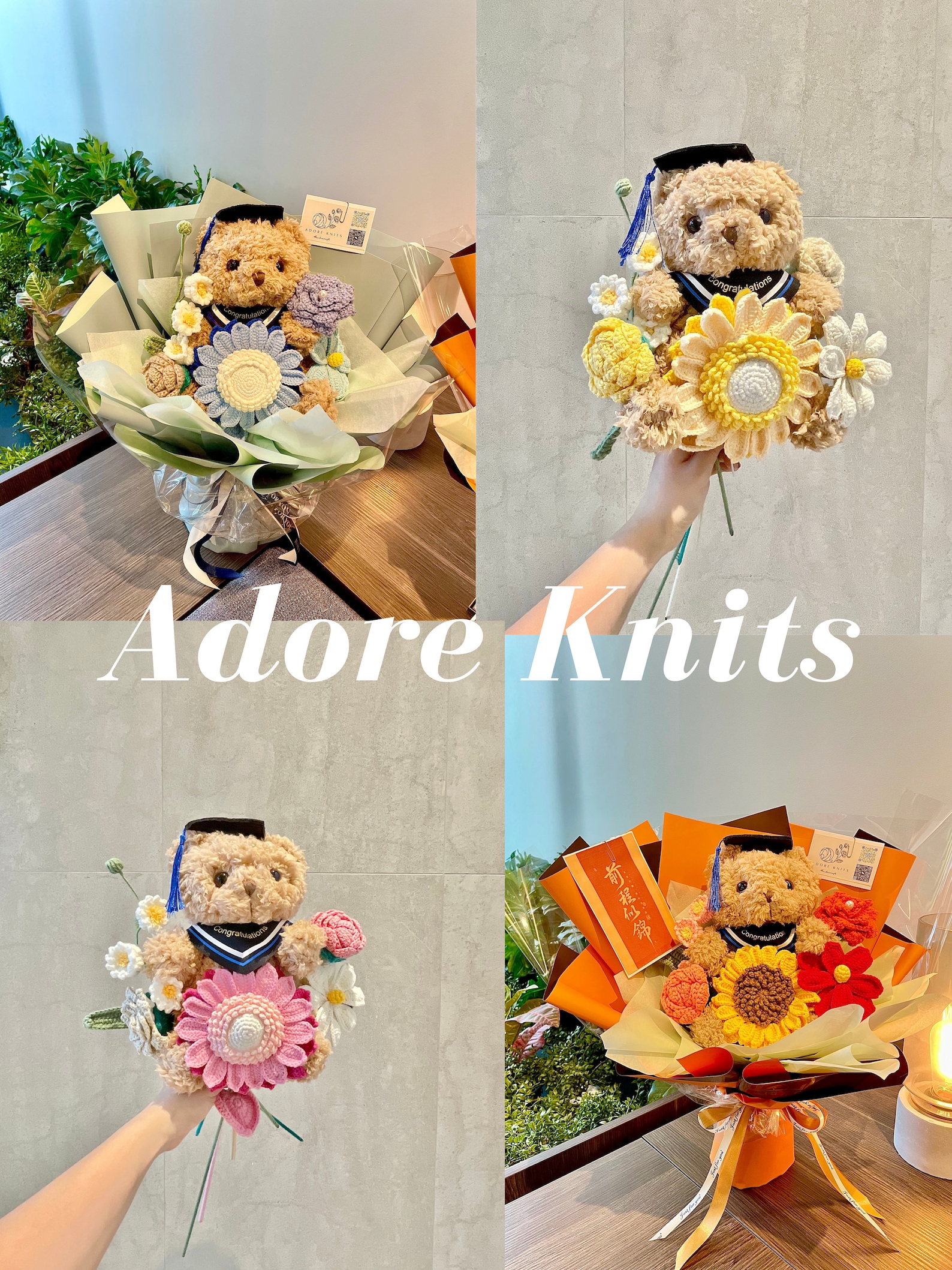 Crochet Graduation Teddy Bear Bouquet,handmade Bouquet,graduation ...