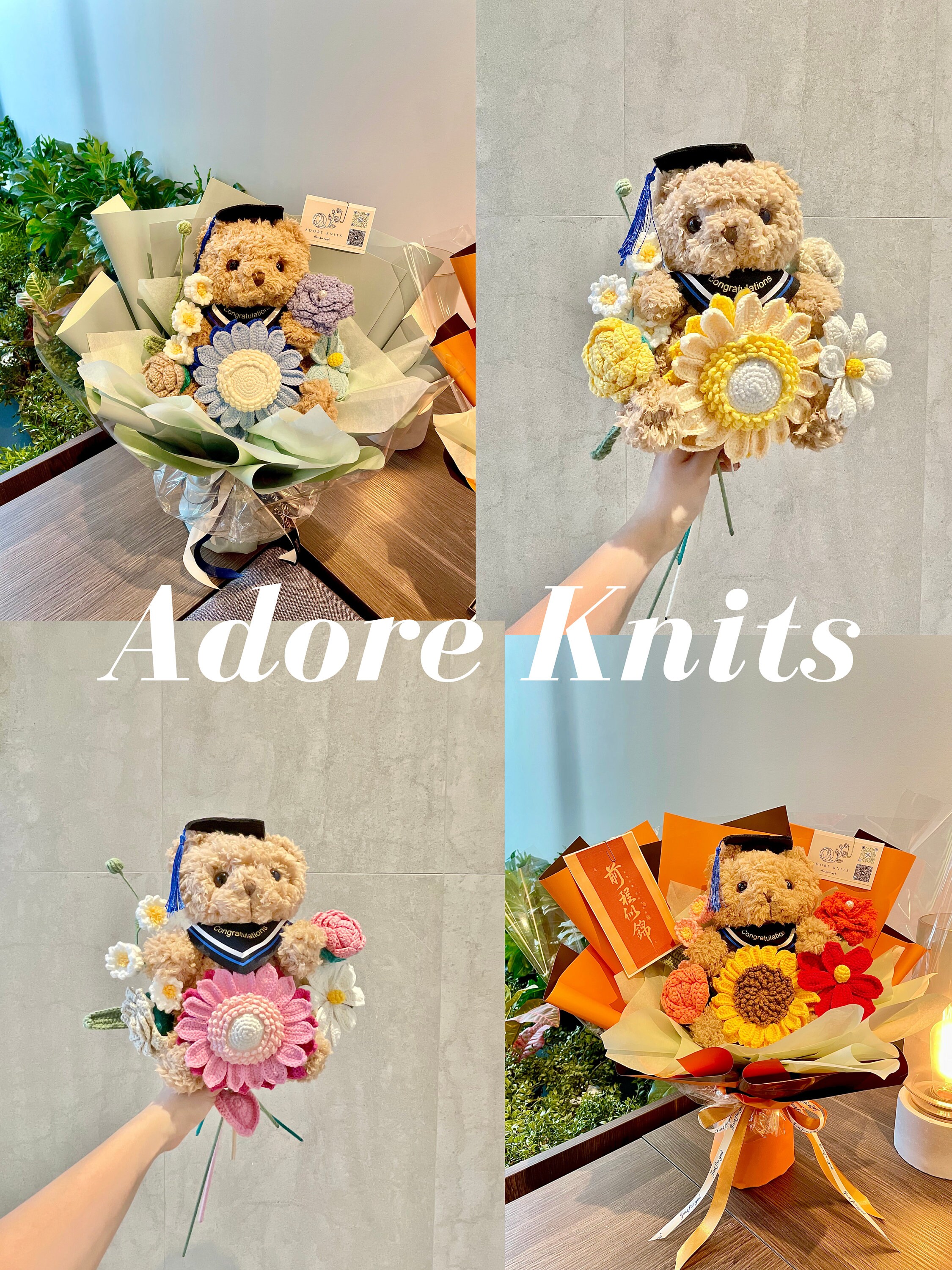 Crochet Graduation Teddy Bear Bouquet,handmade Bouquet,graduation ...