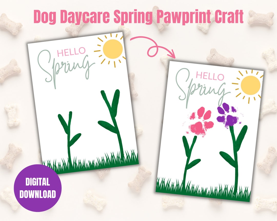 Happy Spring Paw Print Craft - Etsy