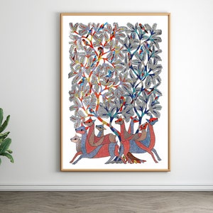 Beautiful Gond Art Painting Tree of Life: Modern Tribal Folk Indian ...