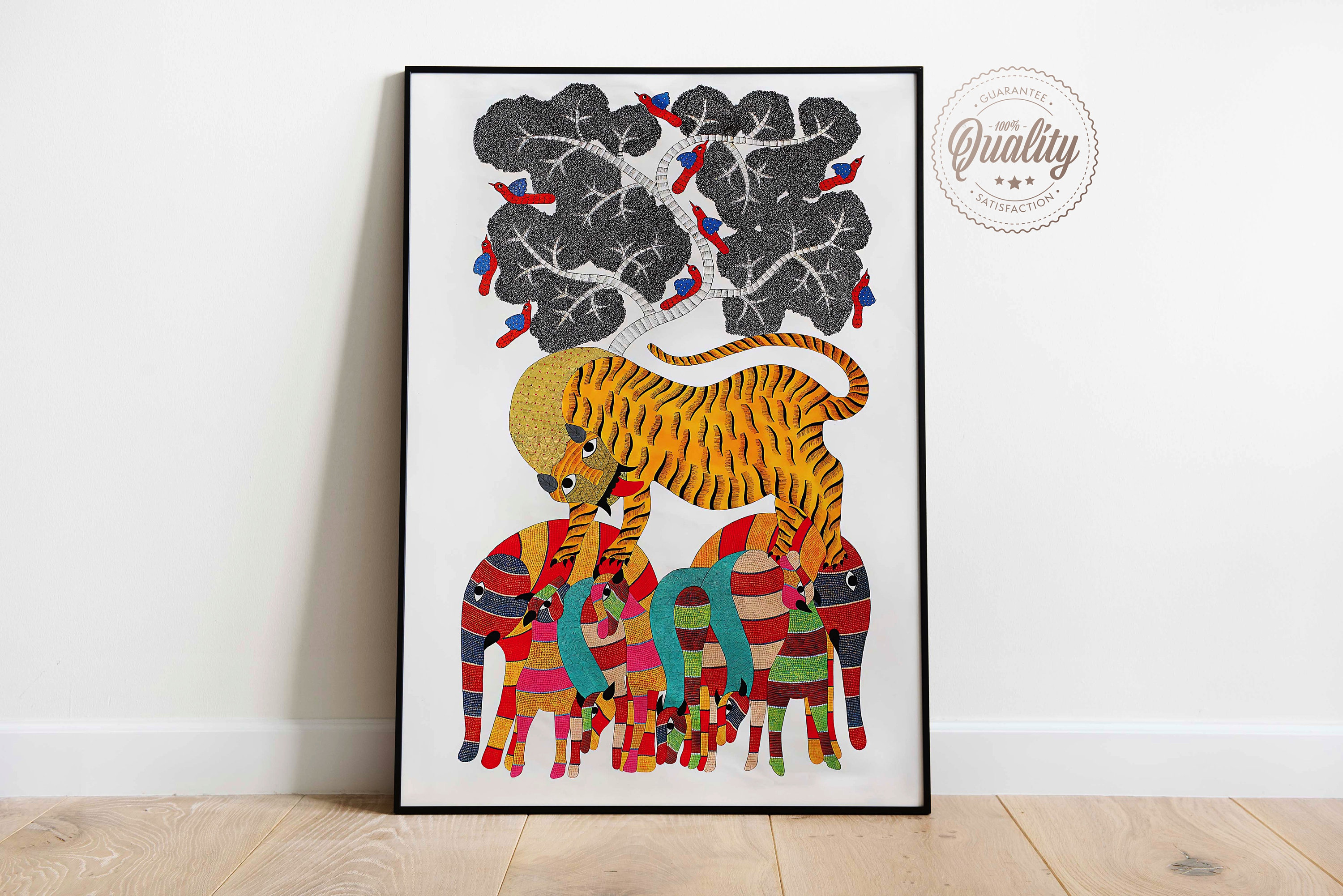 Indian Traditional Gond Art Tiger: Digital Download of Indian Tribal ...