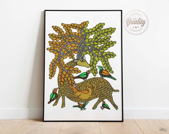 Traditional Rhythmic Beautiful Gond Art Deer: Indian Folk Digital ...
