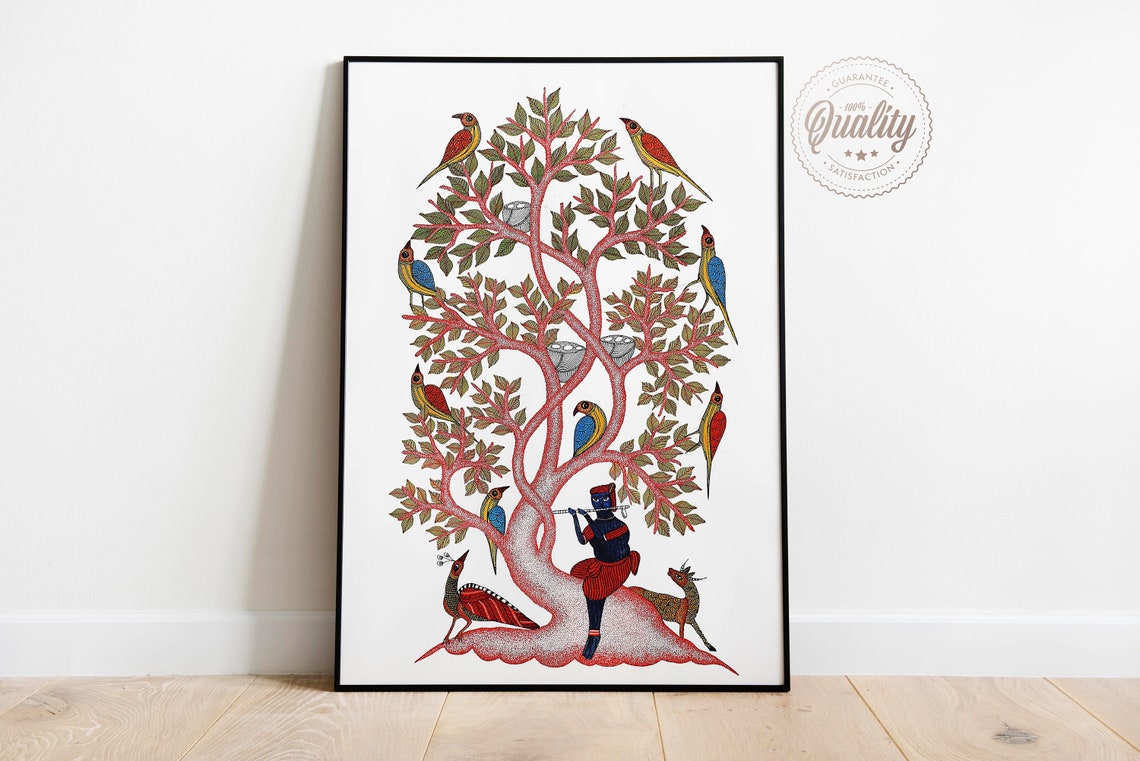 Beautiful Gond Art Painting Tree of Life: Modern Tribal Folk - Etsy