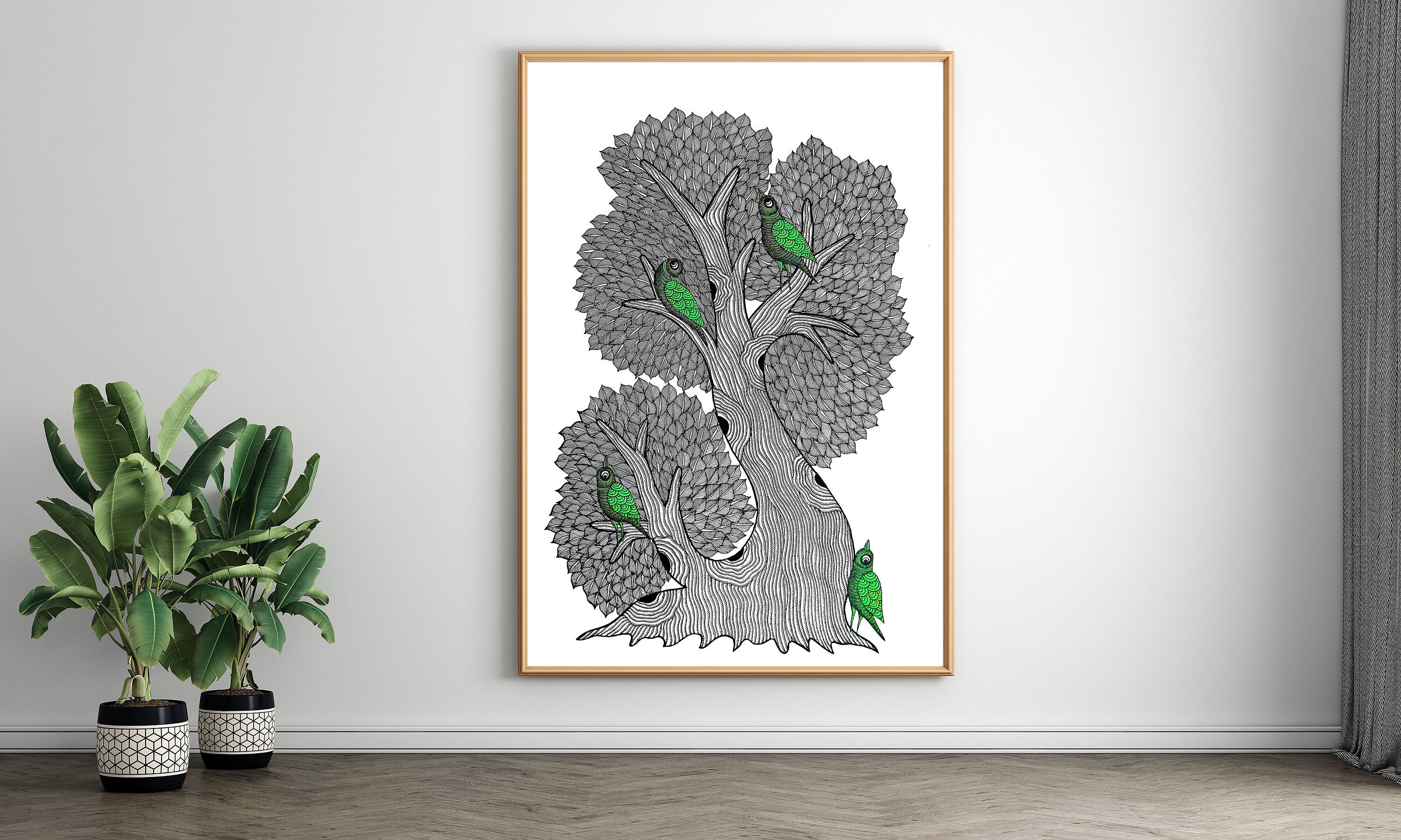 Beautiful Gond Art Painting Tree of Life: Modern Tribal Folk Indian ...