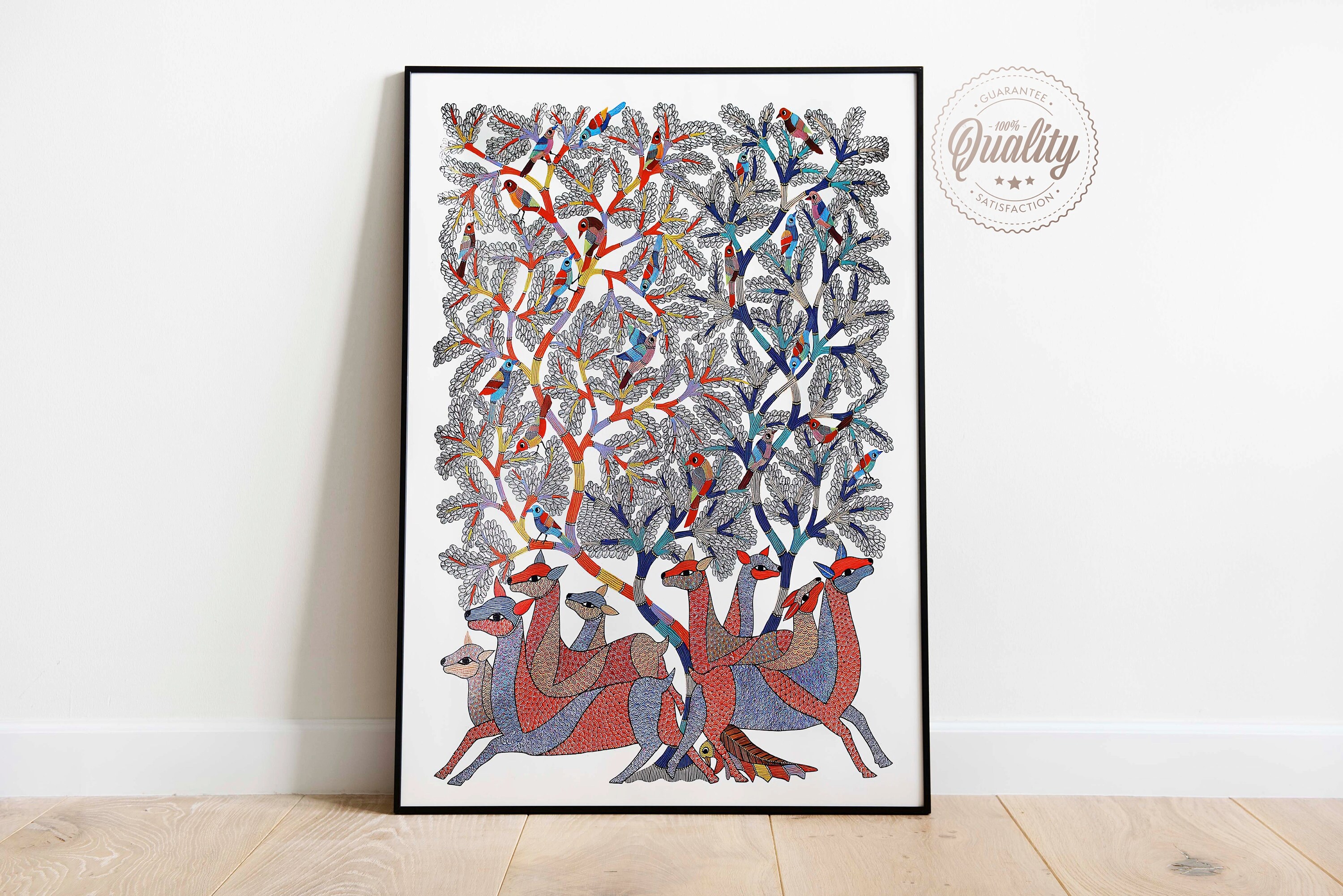 Buy Beautiful Gond Art Painting Tree of Life: Modern Tribal Folk Indian ...