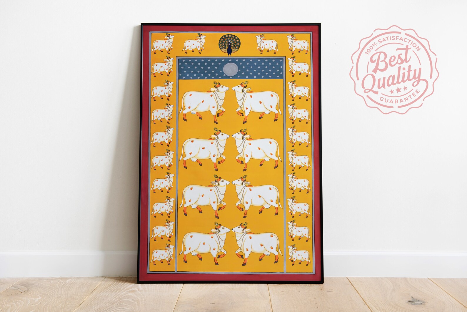 Divine Cow in Pichwai Art Living Room Decor - Digital Printable Pichwai ...