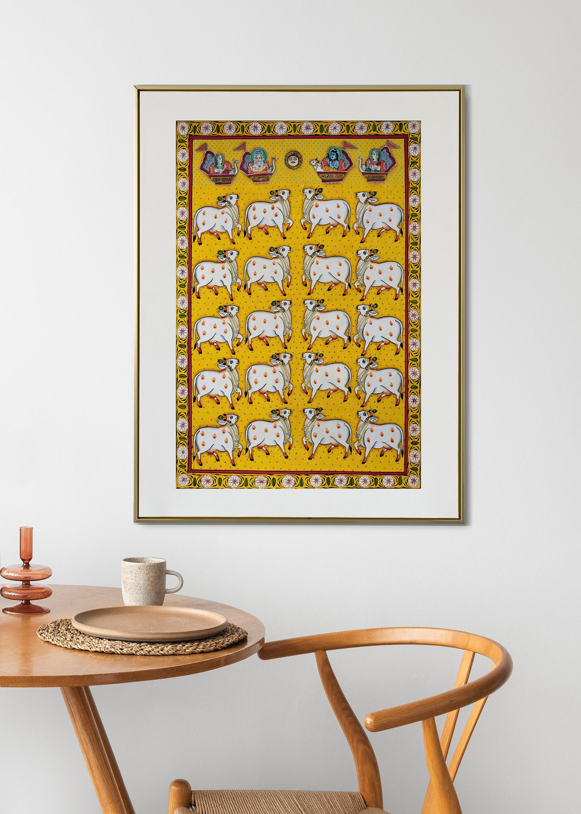 Divine Cow in Pichwai Art - Digital Printable Pichwai Painting of ...
