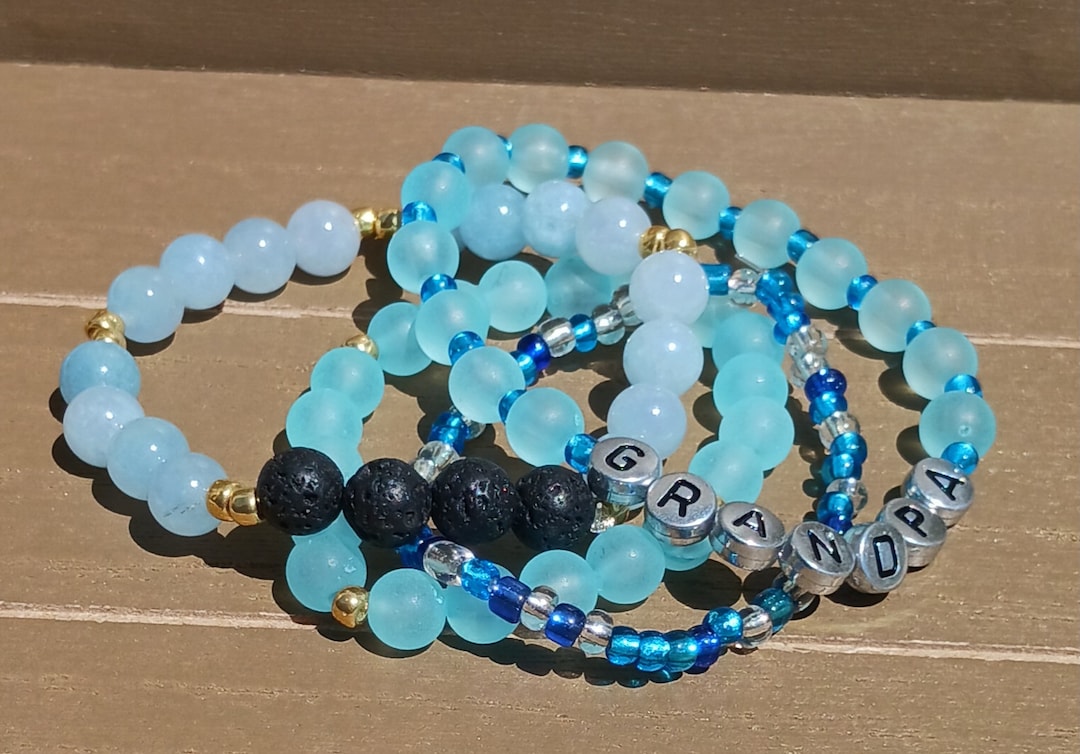 Light Blue Beaded Bracelets Set - Etsy