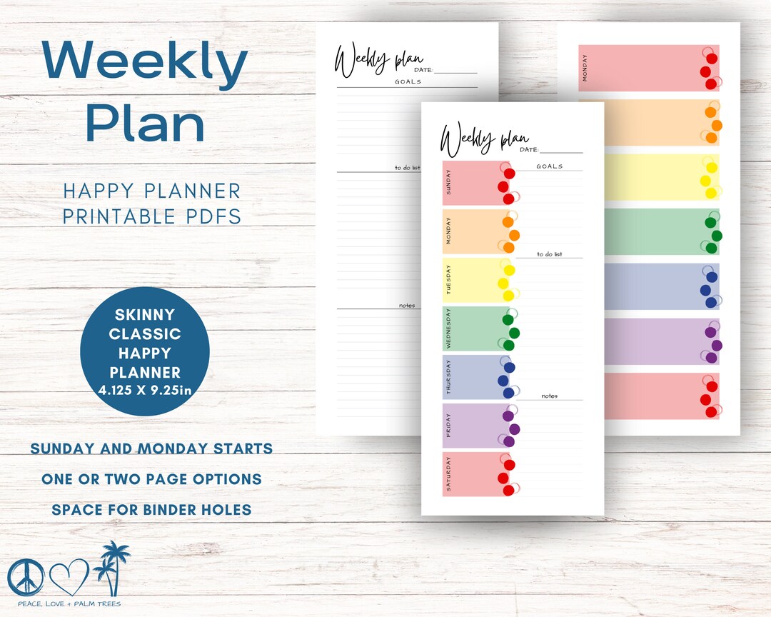 Skinny Classic Happy Planner Printables, Pride Rainbow Weekly Plan ...