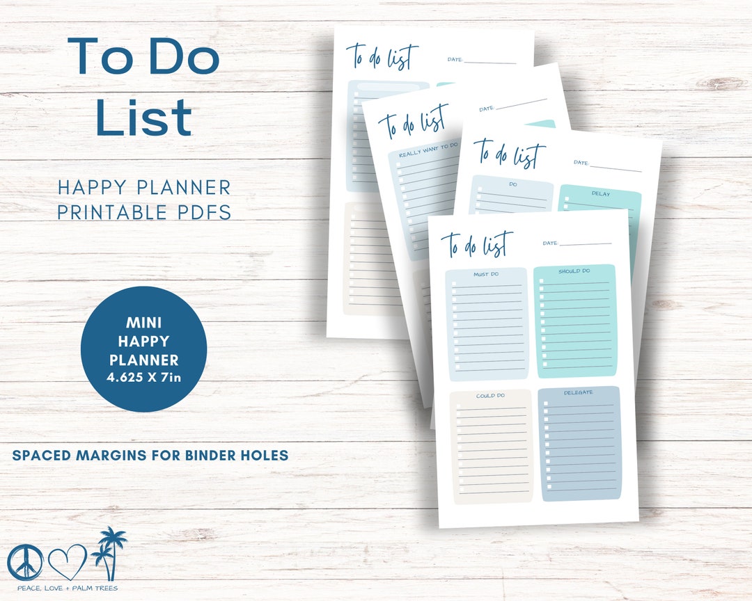 Mini Happy Planner | to Do List | Printable to Do List | Simple Task ...