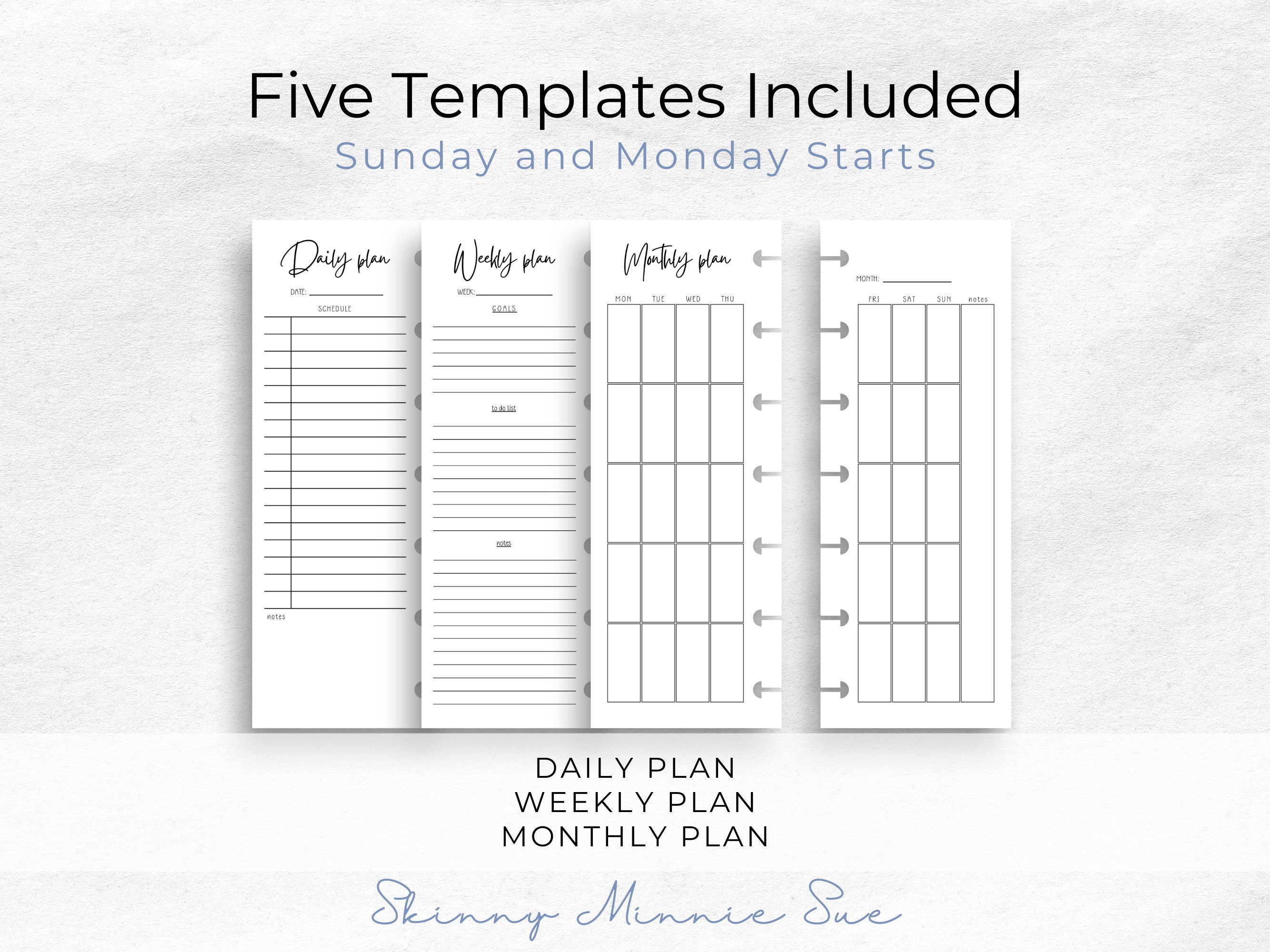 Skinny Mini Planner Printable Bundle: Clean Design (PDF Download) - Etsy